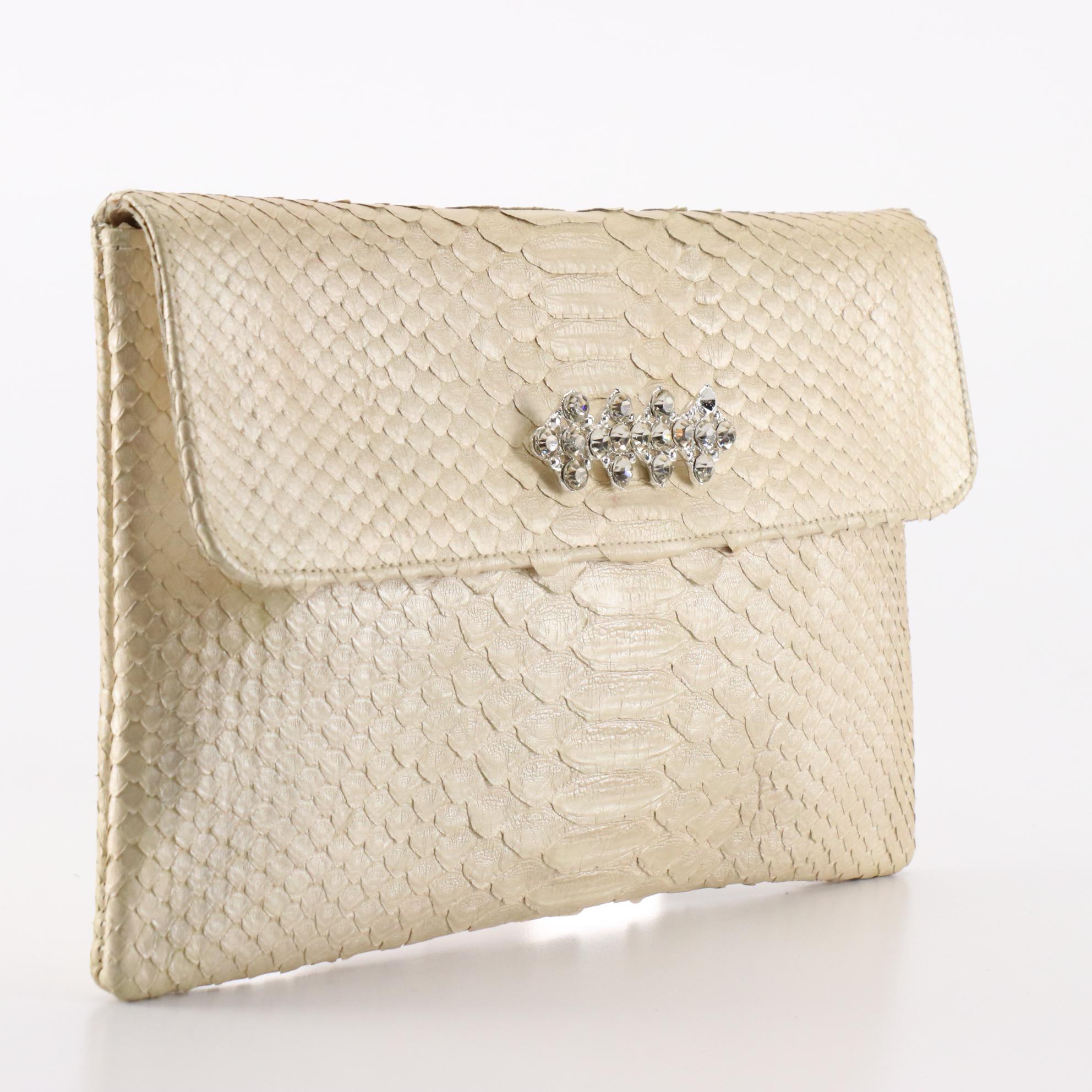 Madame Mathilde Embellished Python Clutch | EBTH
