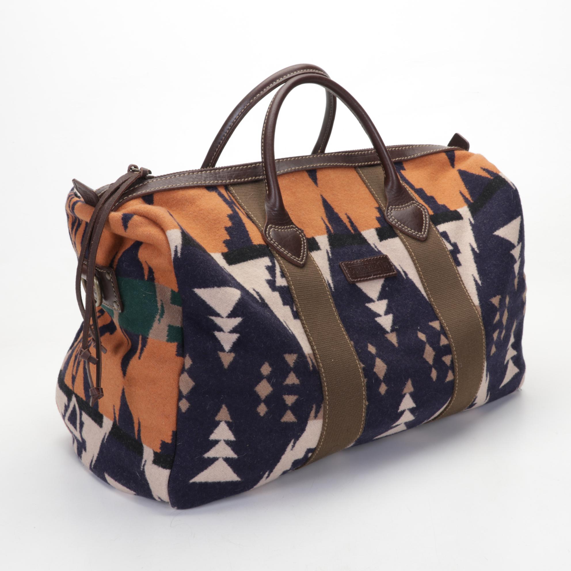 Pendleton Duffle Bag in Printed Wool with Leather Trim | EBTH