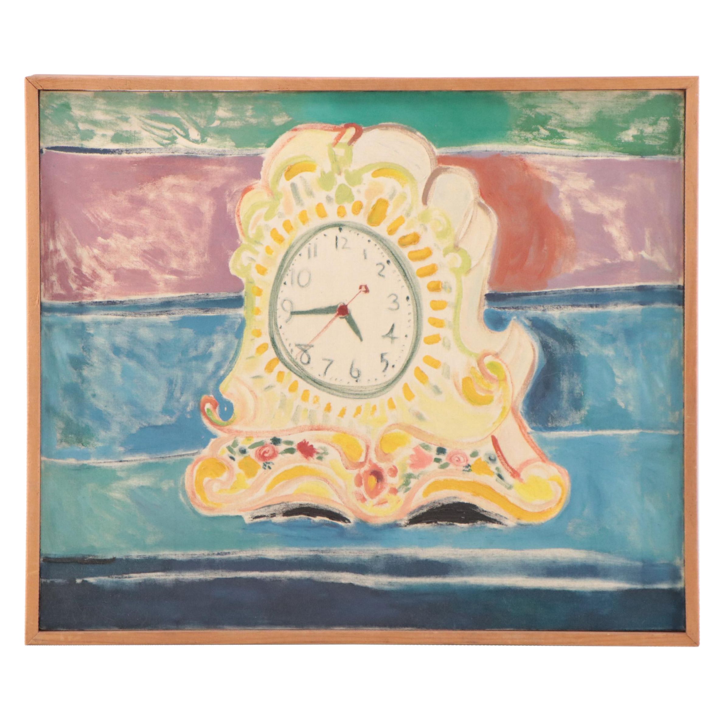 Philip the Transplant Oil Painting of Clock, 1975 | EBTH