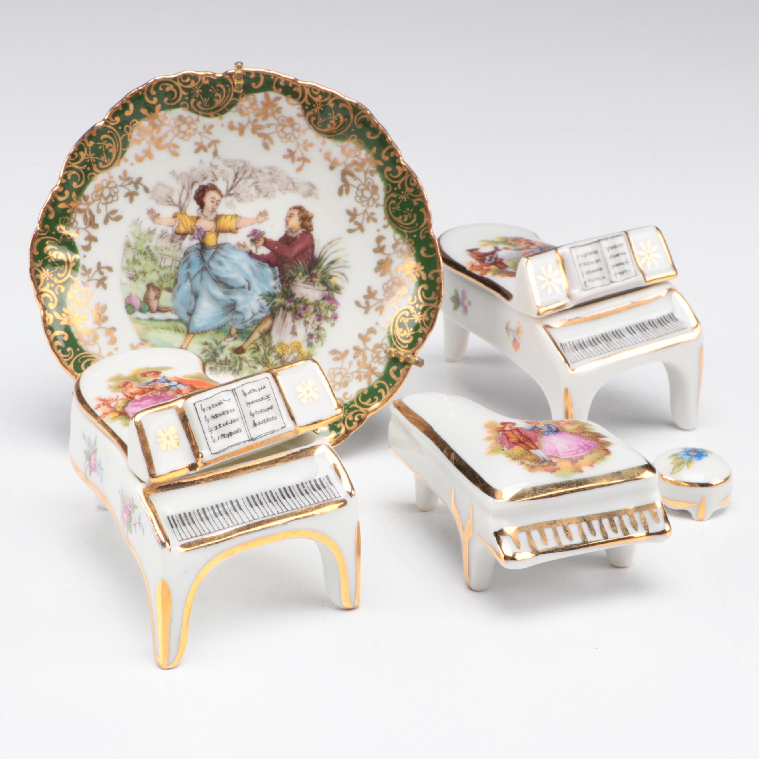 Limoges Piano Trinket Boxes and Figurines | EBTH