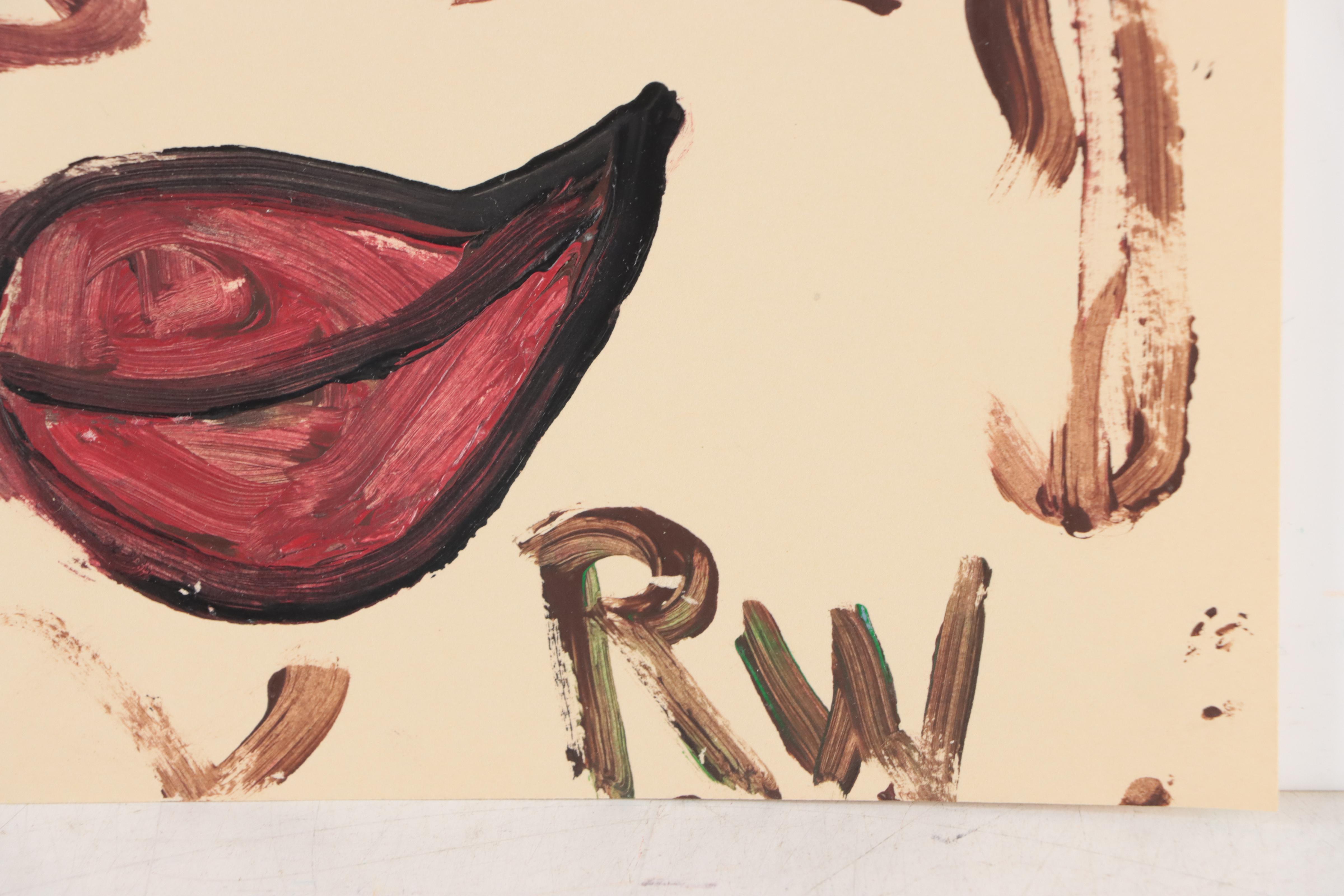 Robert Wright Folk Art Portrait Acrylic Painting, Late 20th Century | EBTH