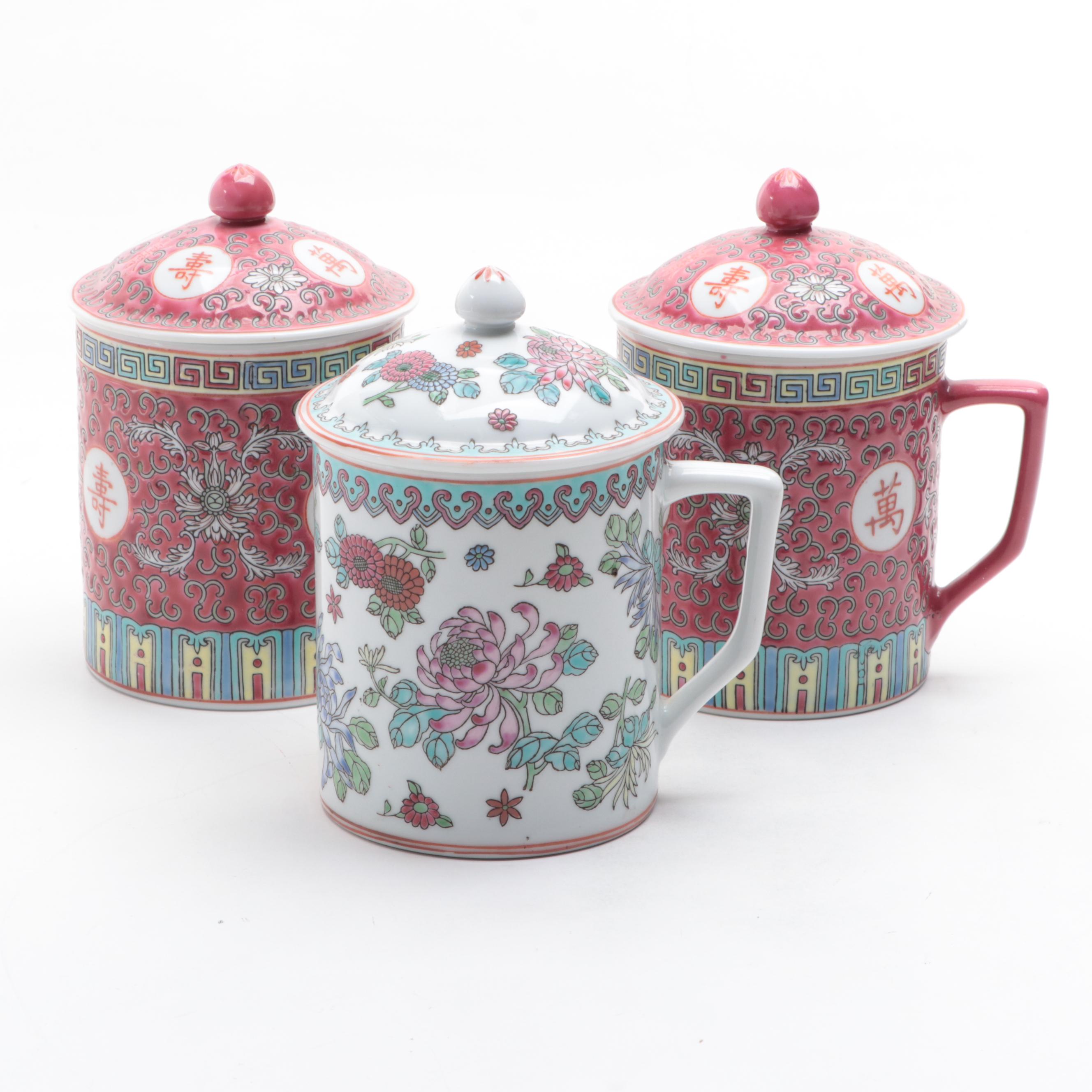 Chinese Porcelain Covered Mugs | EBTH