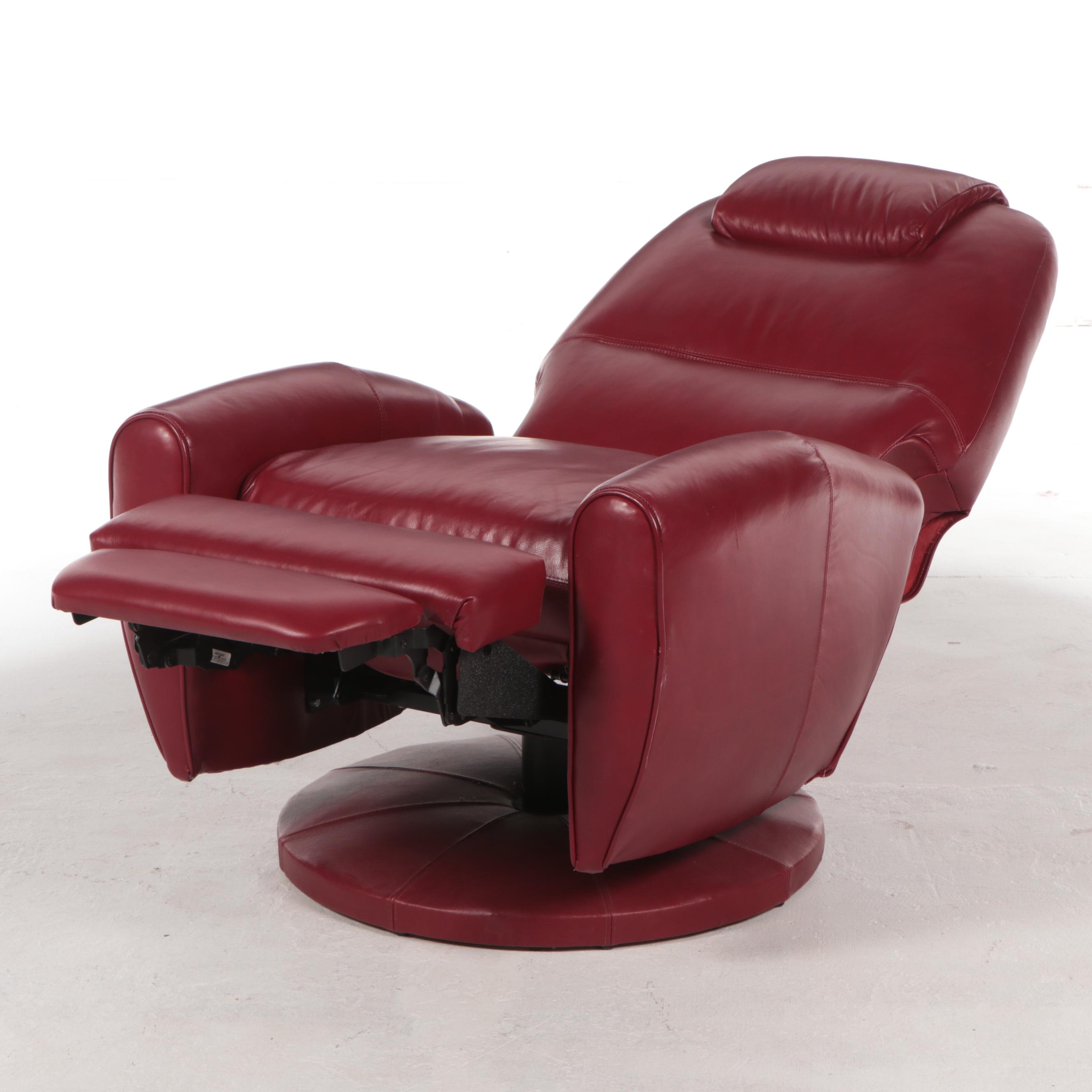 BarcaLounger Modernist Style Red Leather Swivel-Recliner | EBTH