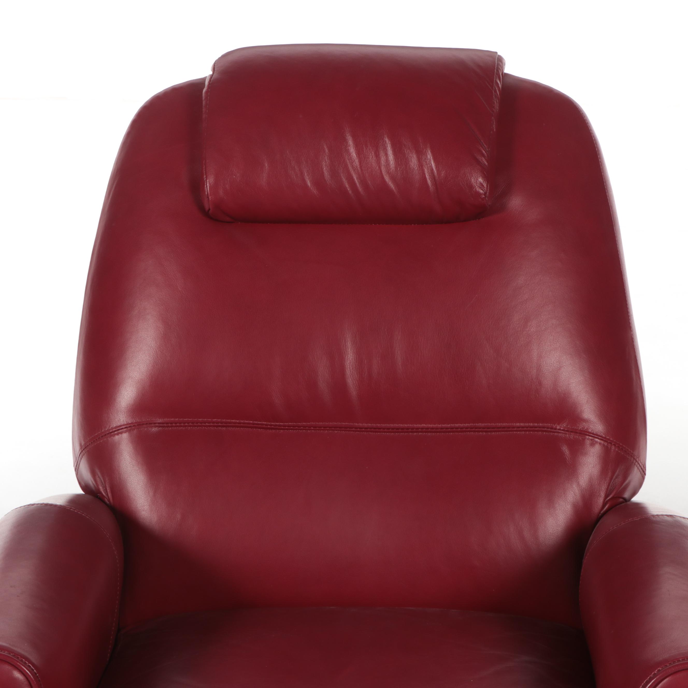 BarcaLounger Modernist Style Red Leather Swivel-Recliner | EBTH
