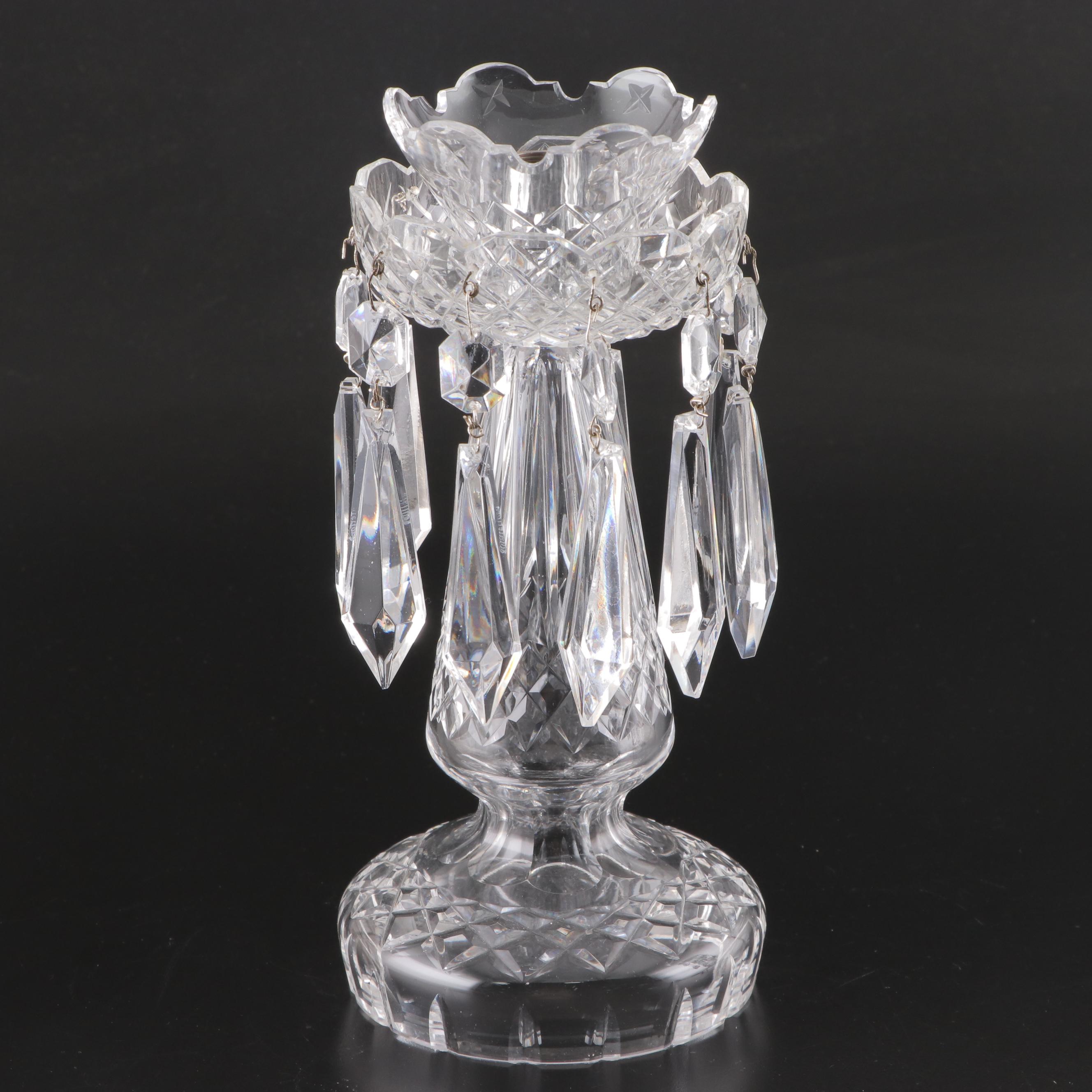 Pair of Waterford Crystal Wheel Cut Mantel Luster Candle Holders with ...