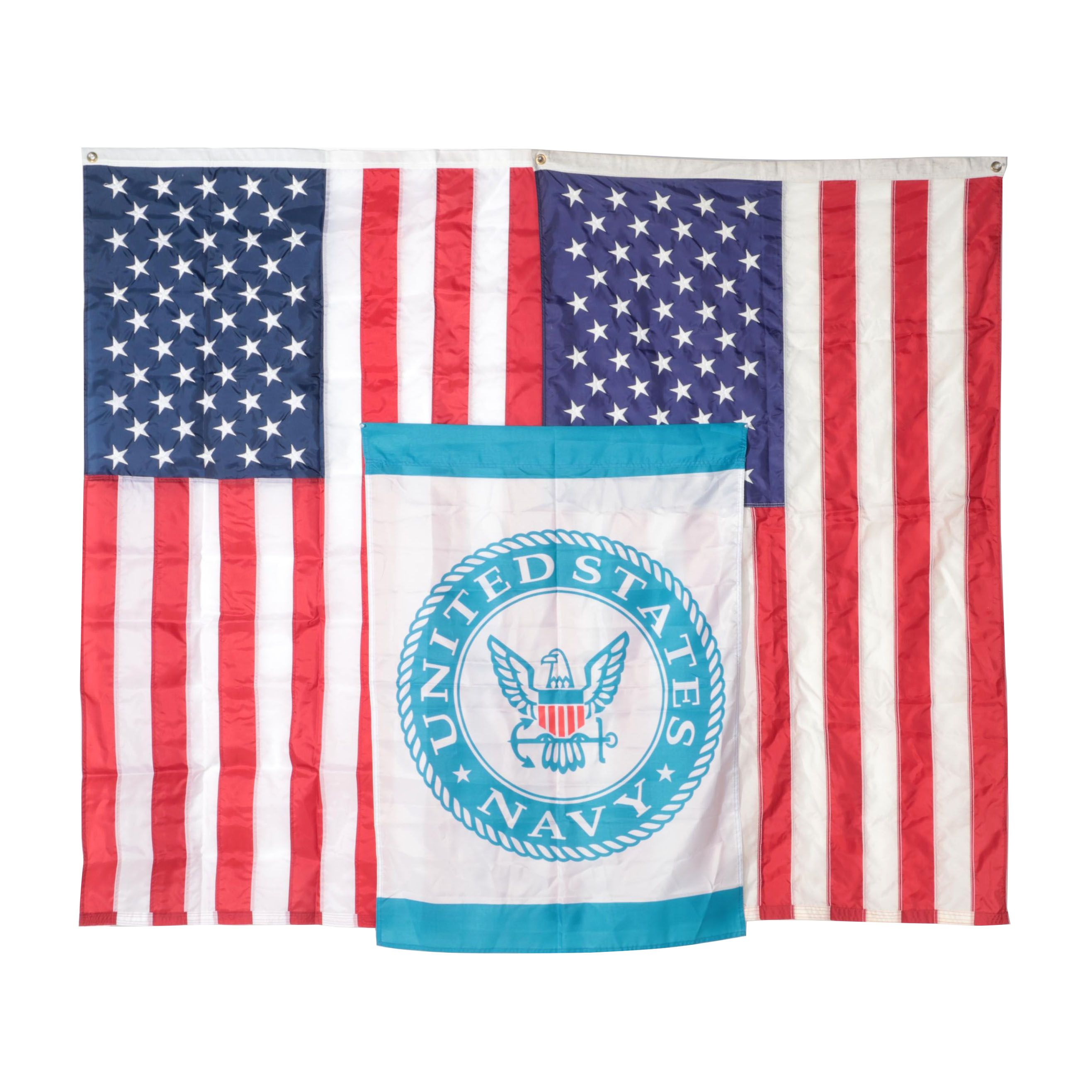 Annin and Other Fifty Star American Flags With United States Navy Flag ...