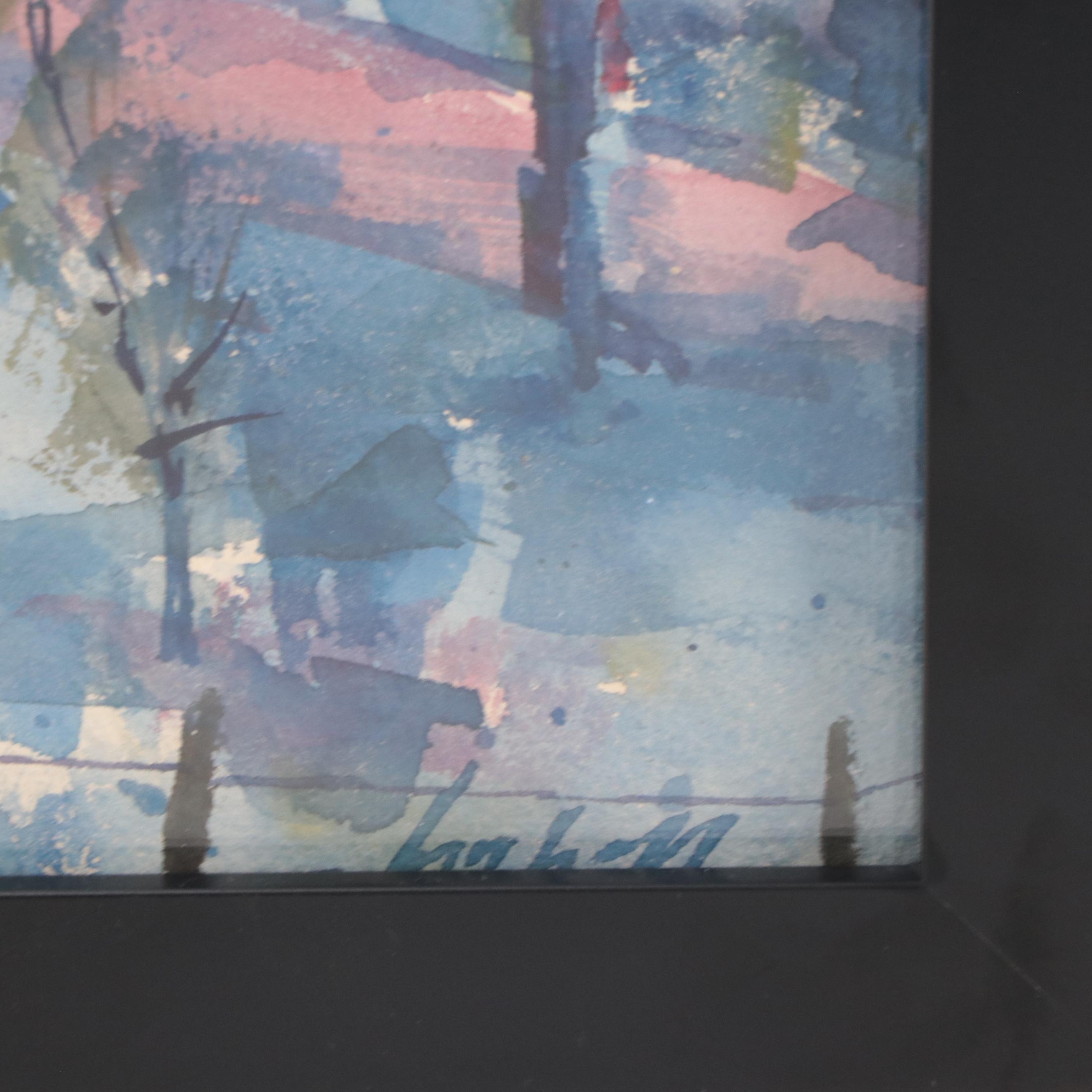 John Imhoff Watercolor Painting of Suburban Scene | EBTH