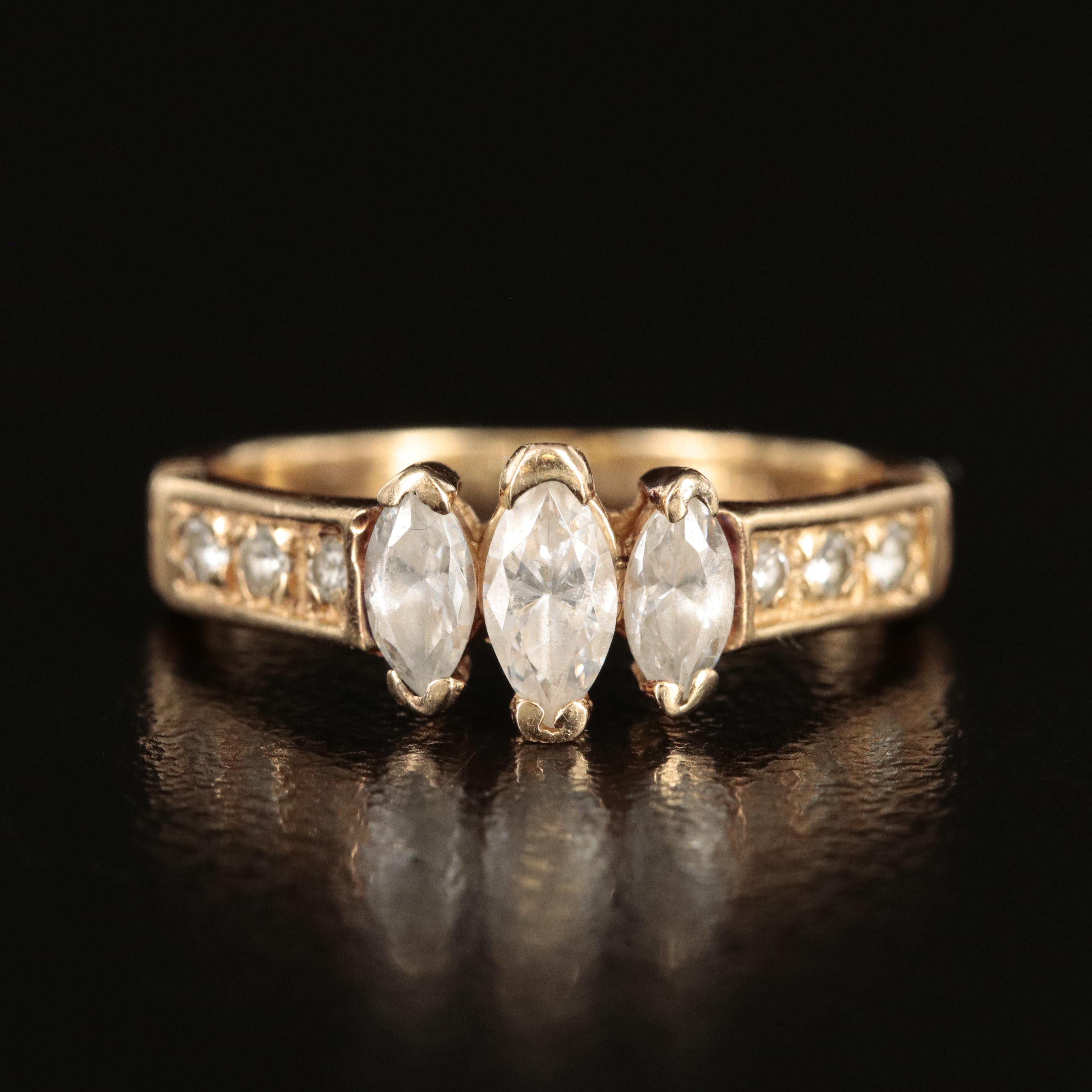 14K White Gold 6.55 CT Blue Topaz and Cubic Zirconia Ring | EBTH