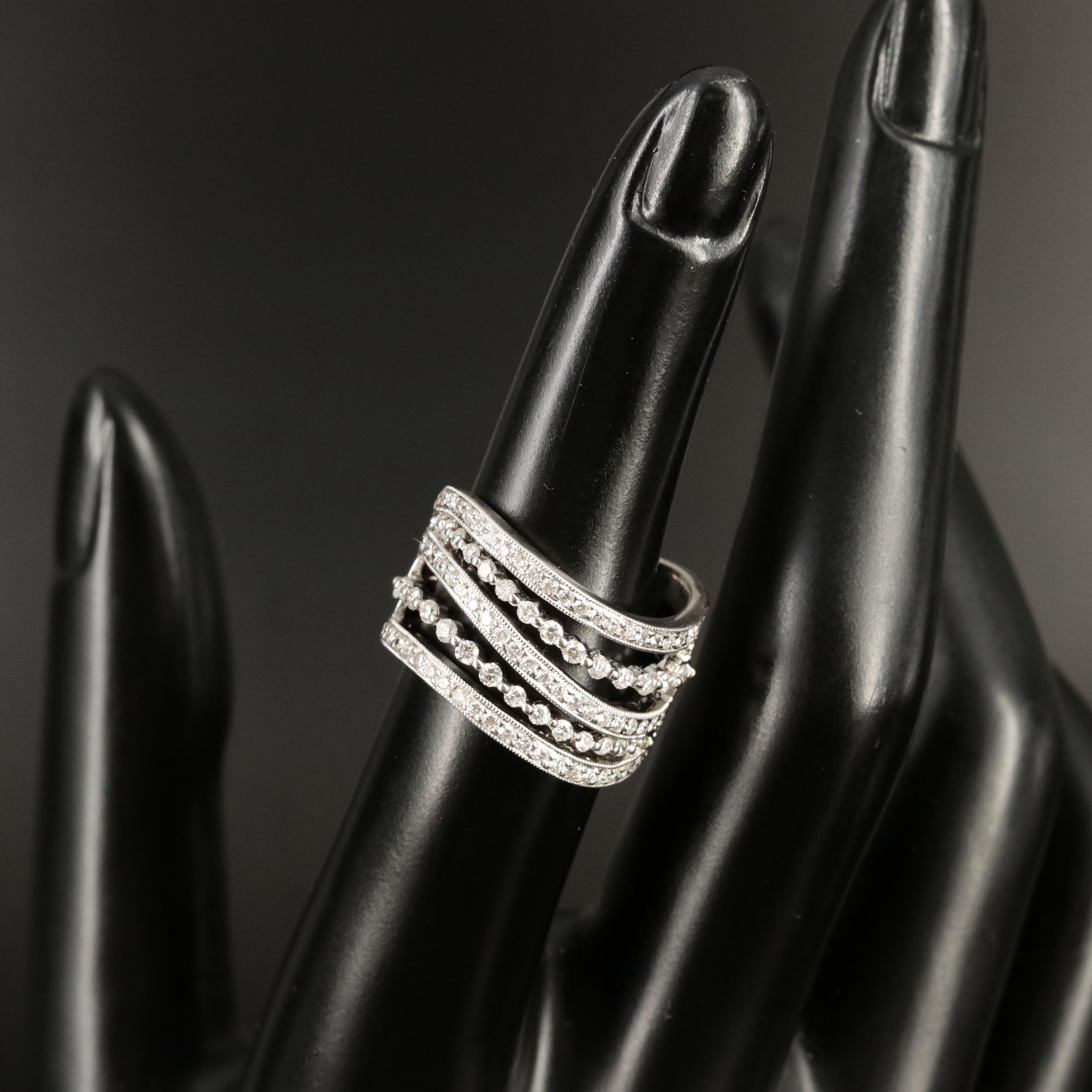 18K 0.86 CTW Diamond Multi-Row Undulating Ring | EBTH