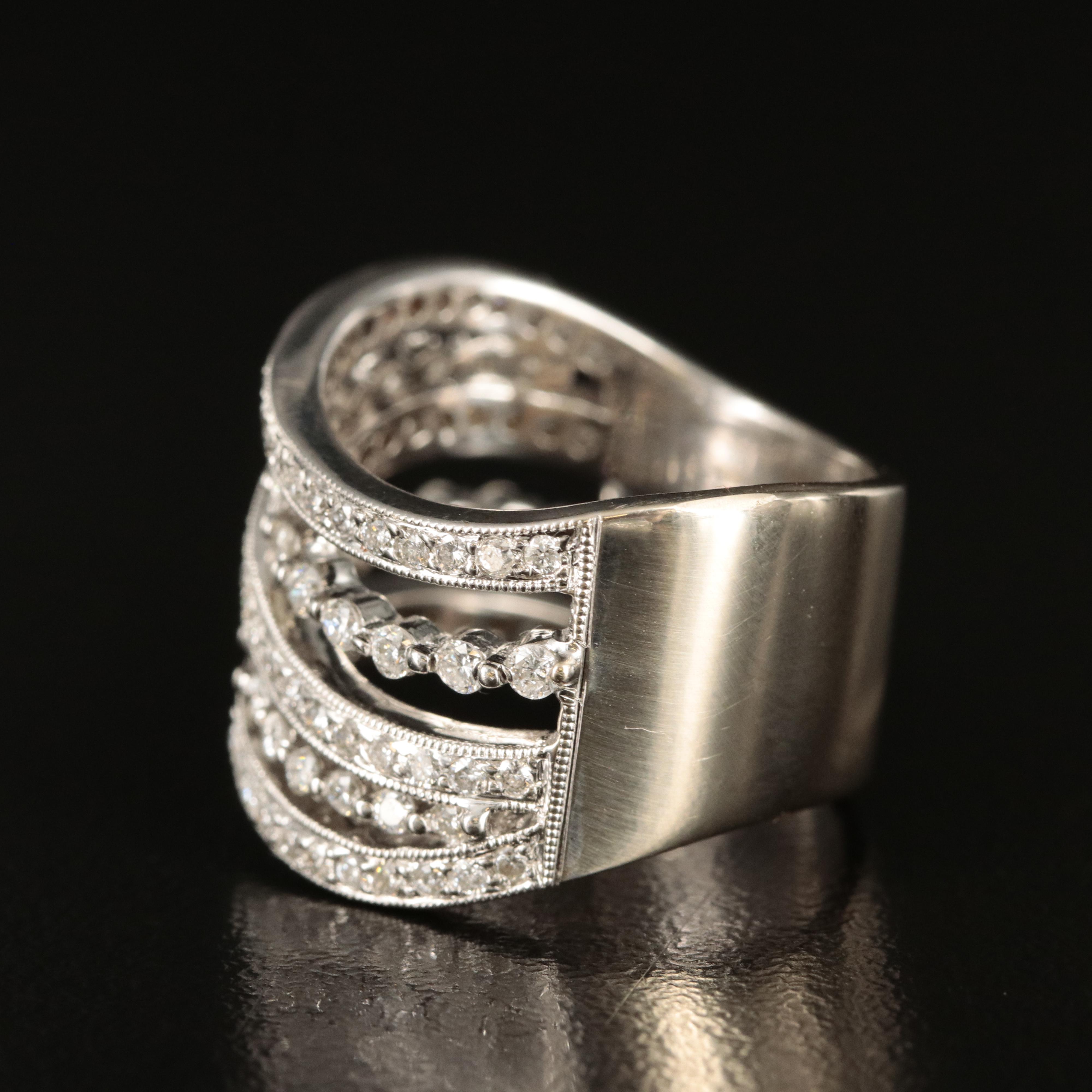 18K 0.86 CTW Diamond Multi-Row Undulating Ring | EBTH