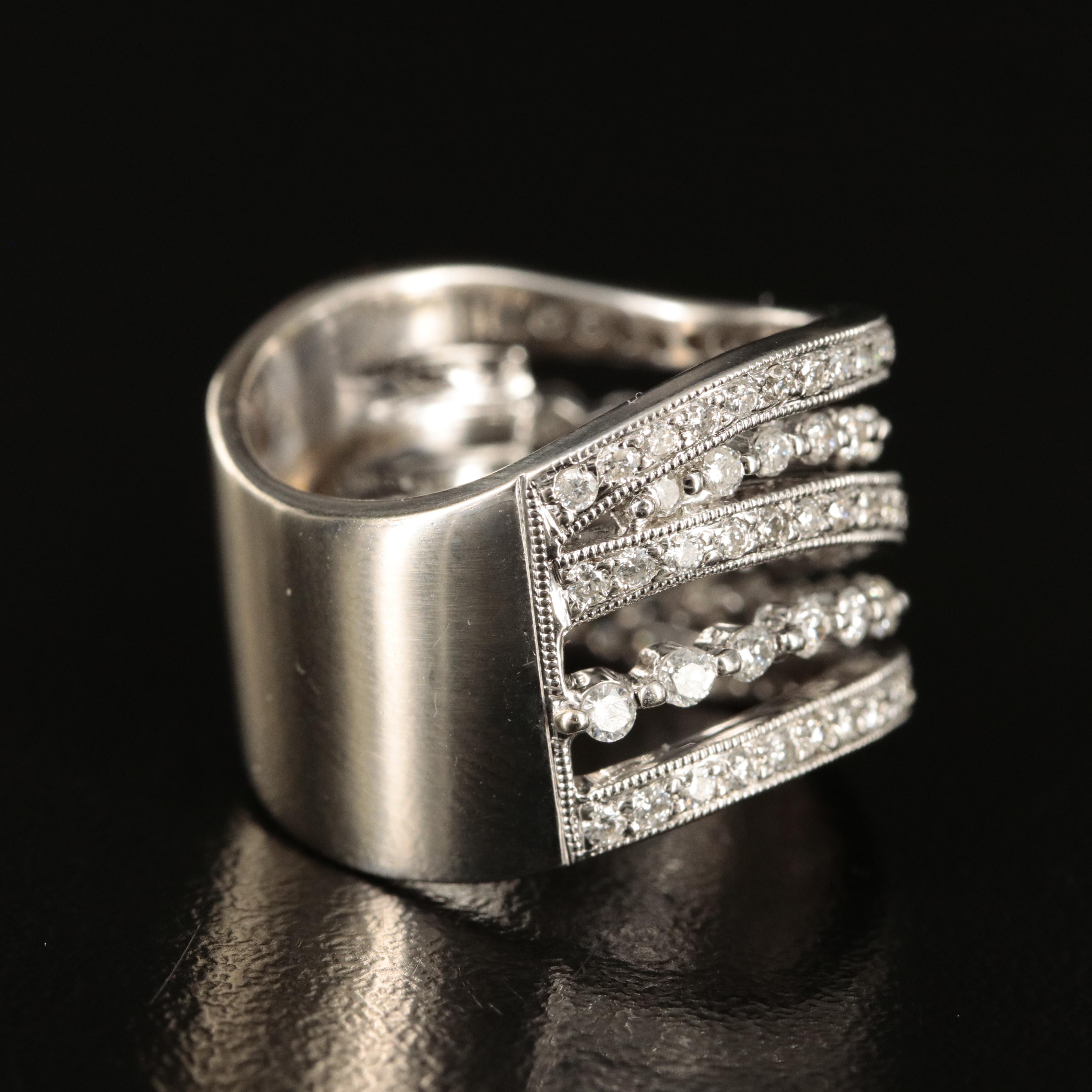 18K 0.86 CTW Diamond Multi-Row Undulating Ring | EBTH