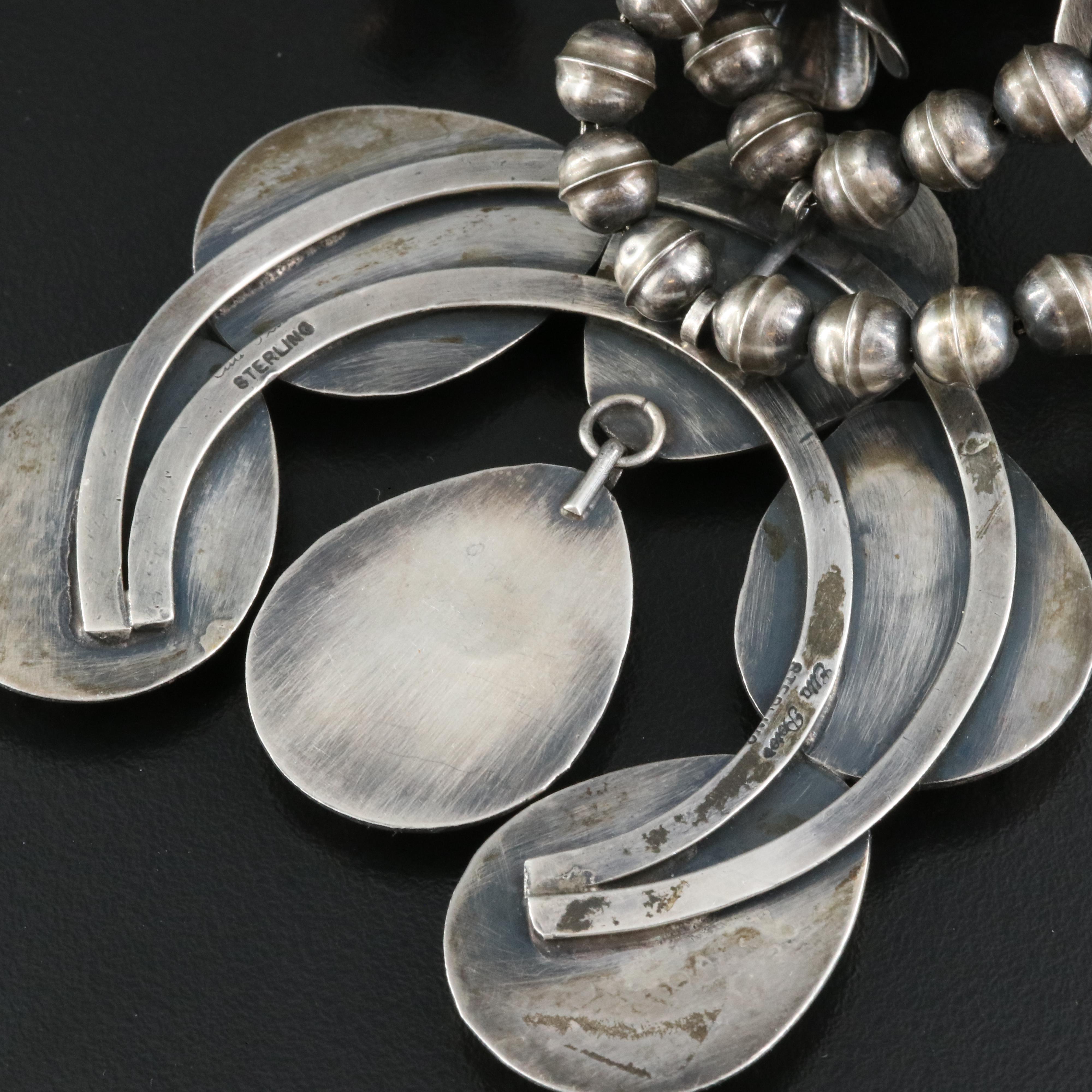 Ella Peter, Navajo Diné Sterling Turquoise Squash Blossom Necklace | EBTH