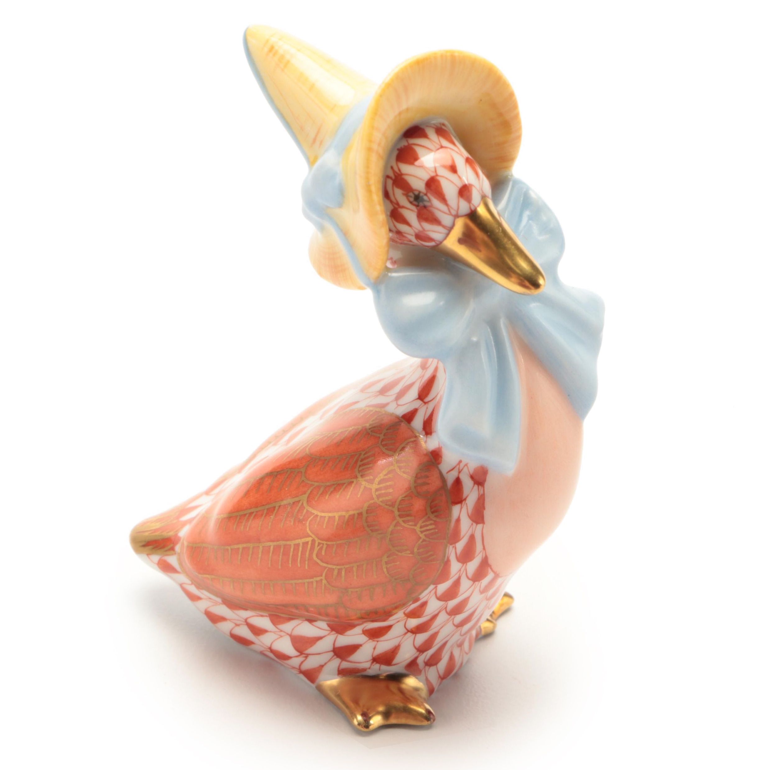 Herend Rust Fishnet with Gold "Mother Goose" Porcelain Figurine | EBTH