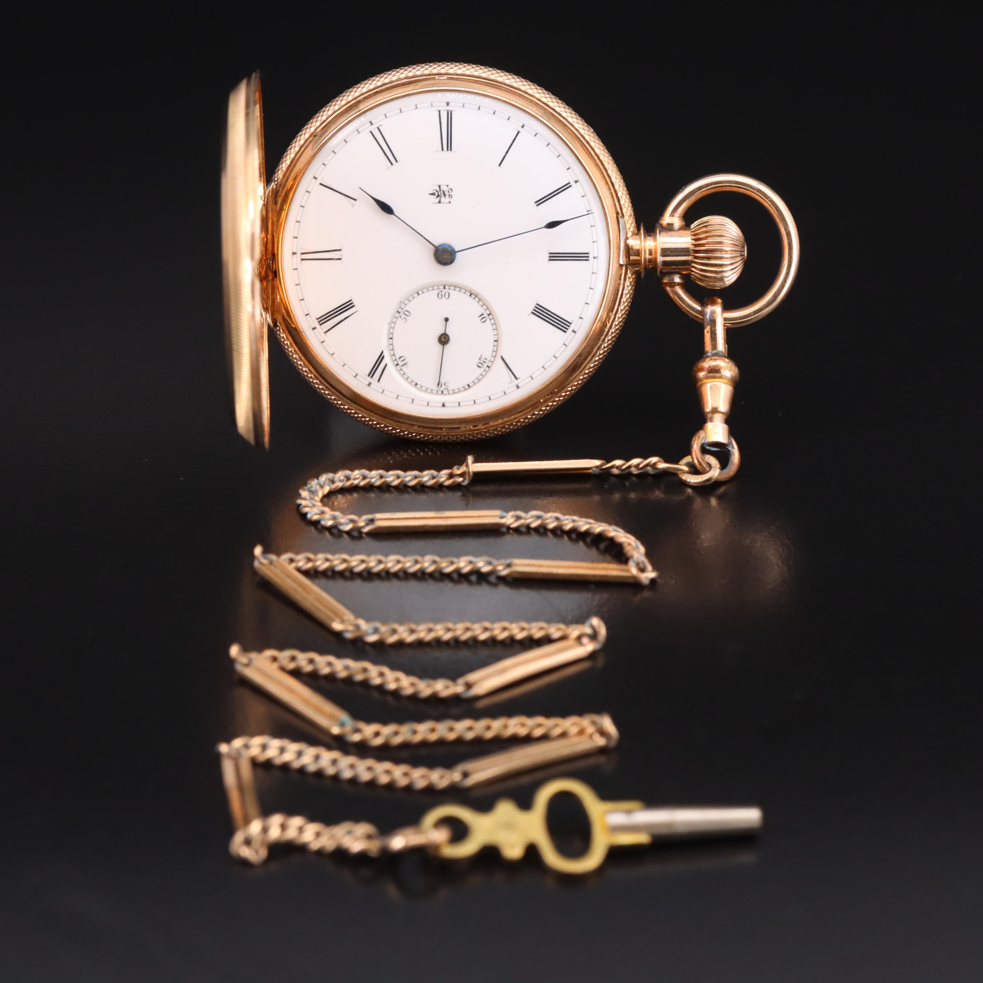 1880 Elgin Hunter Case Pocket Watch with Chain | EBTH