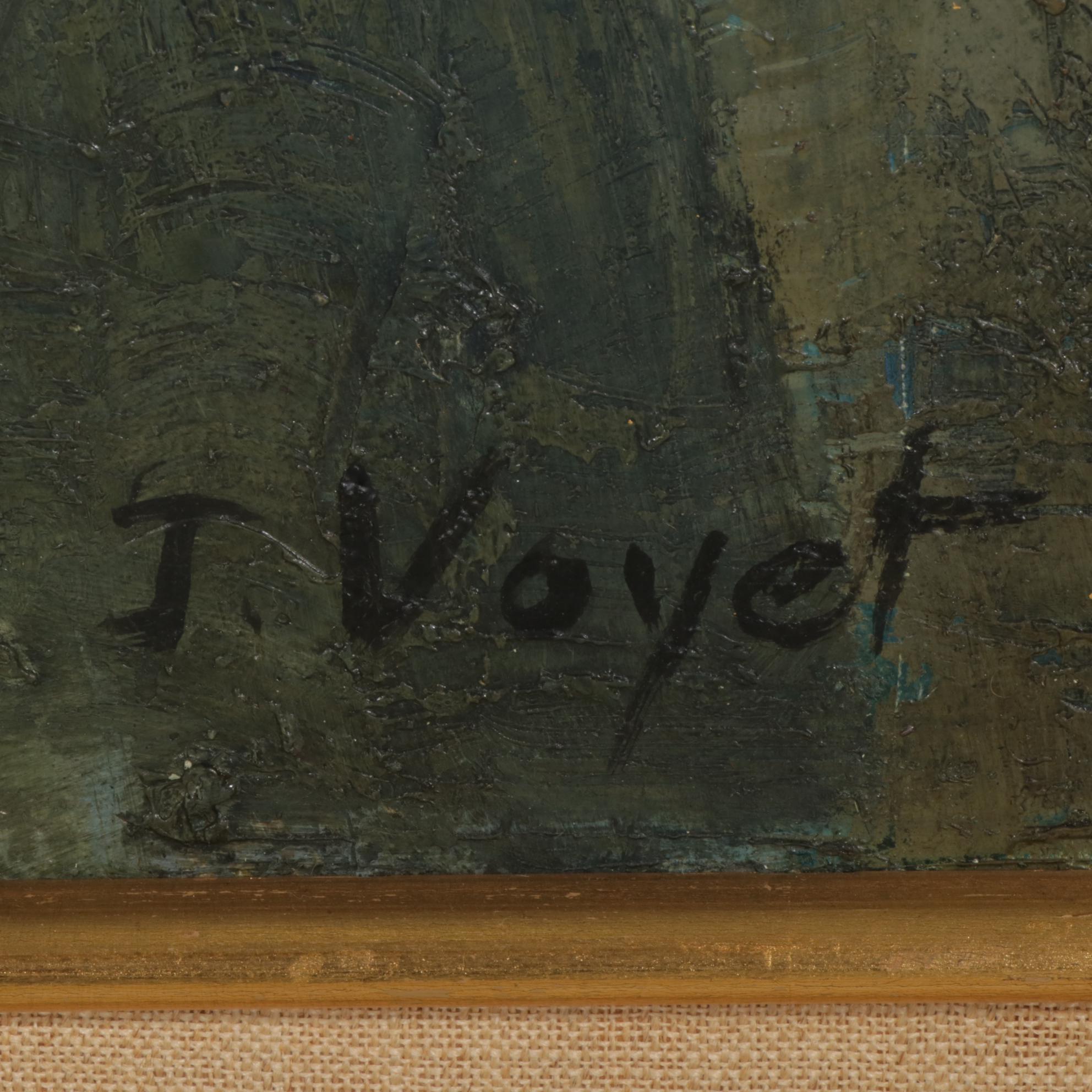 Jacques Voyet Oil Painting "Jeune Fille au bouquet," Circa 1970 | EBTH