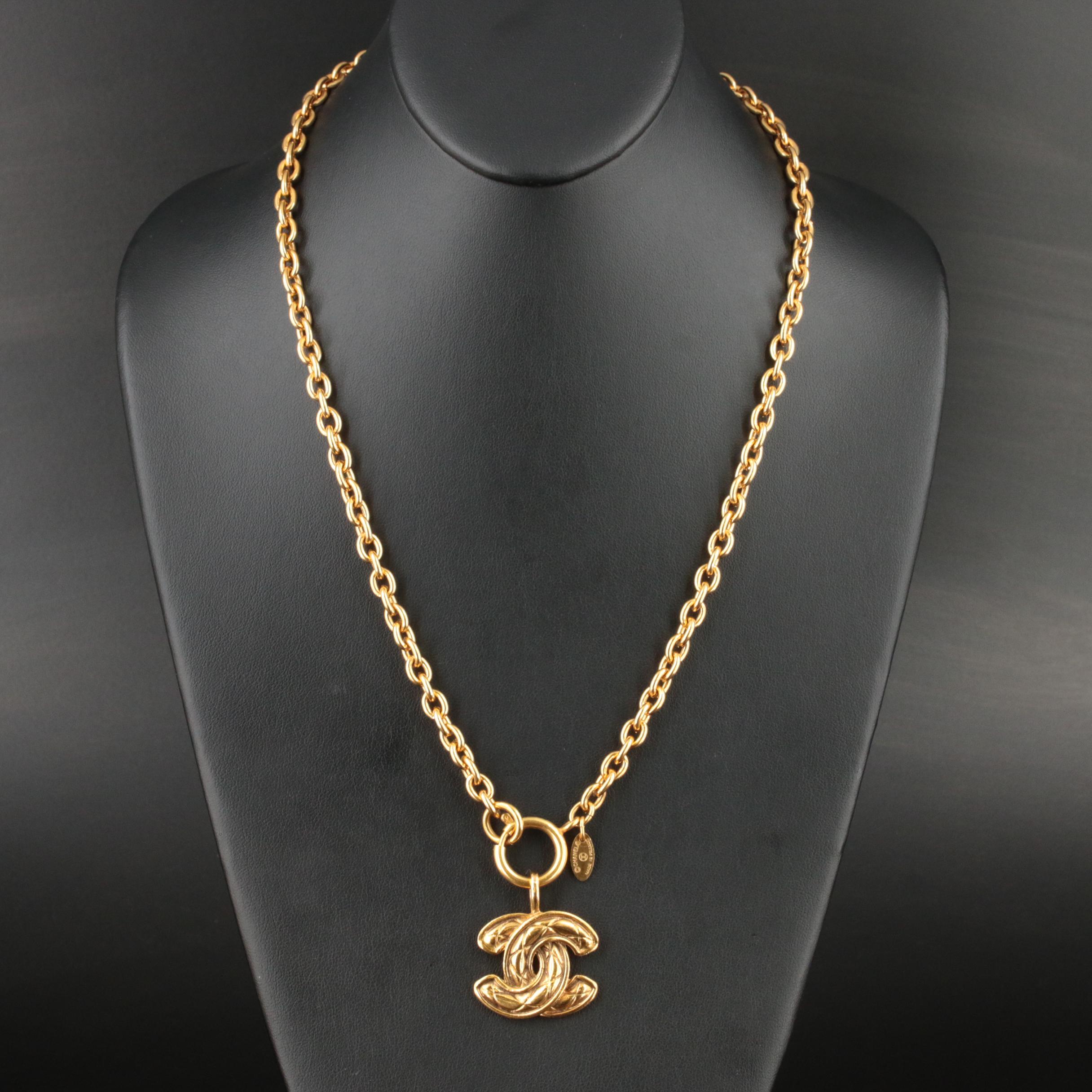 Chanel Quilted "CC" Logo Necklace | EBTH