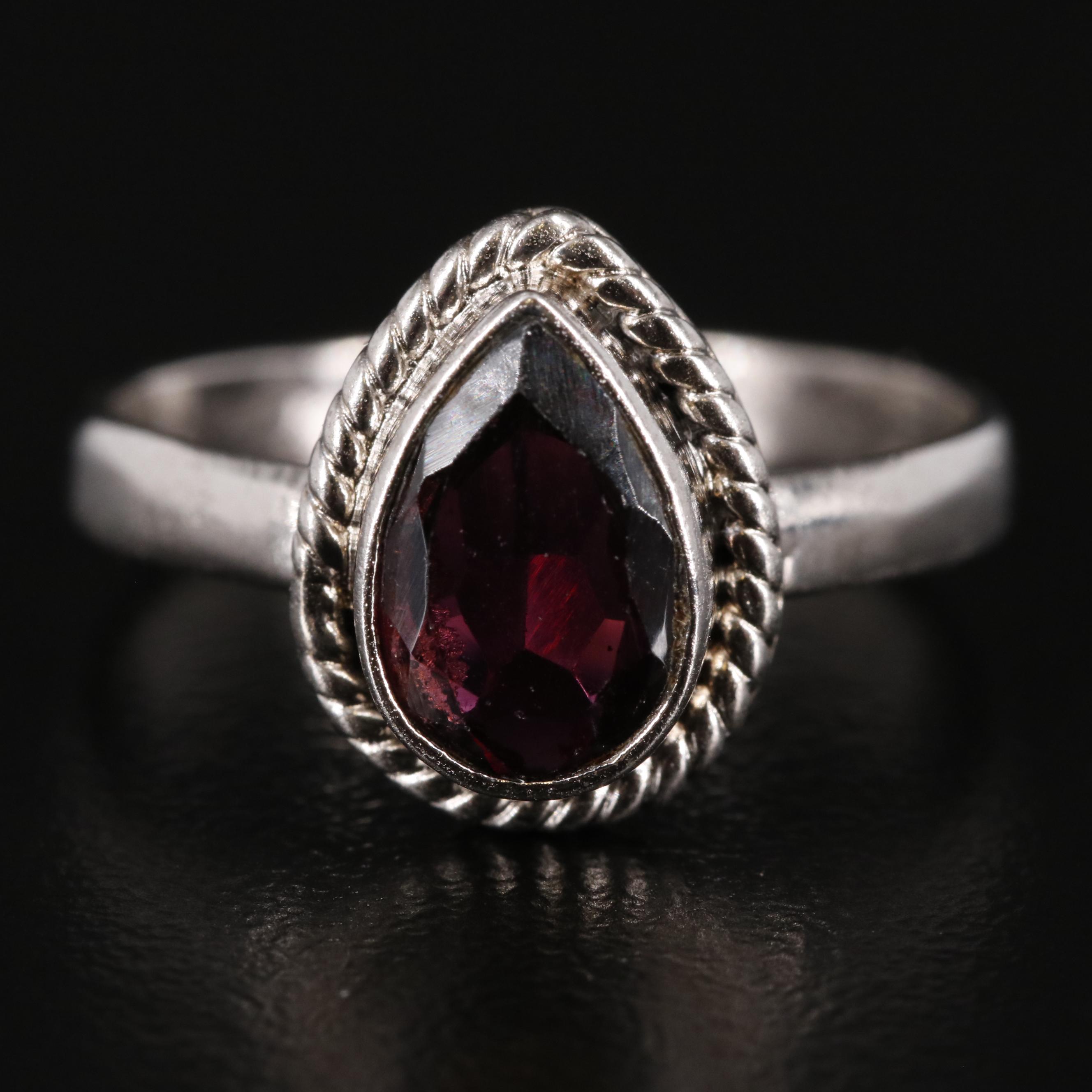 Garnet Tear Drop Shape Ring | EBTH