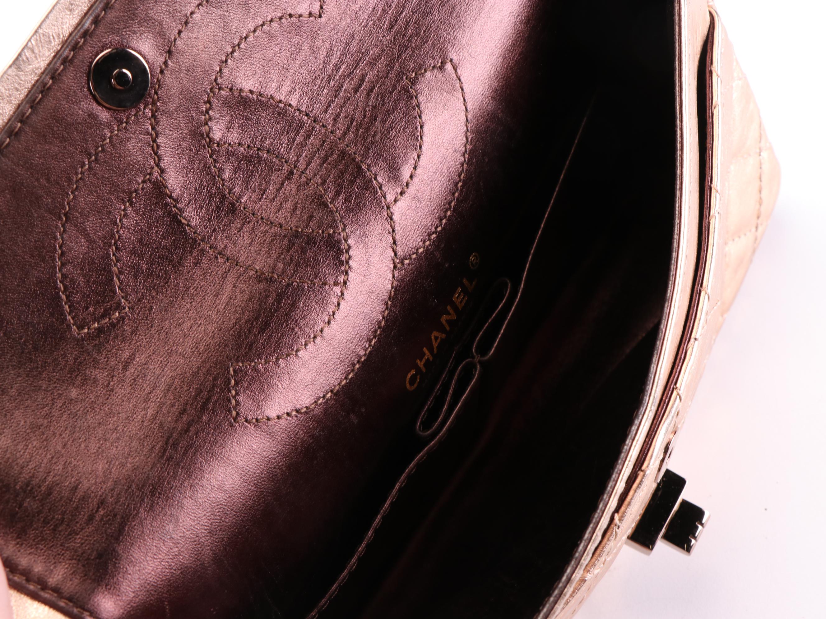 Chanel 2.55 Reissue Flap Bag in Rose Gold Metallic Crinkled Calfskin | EBTH