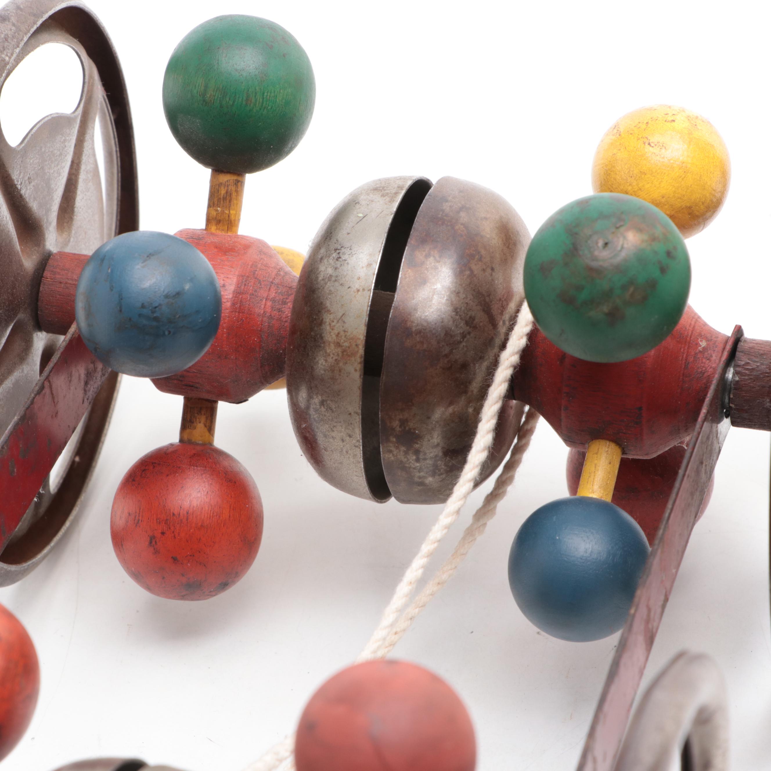 Metal and Wood Noise Maker Pull Toy, Early to Mid-20th Century | EBTH