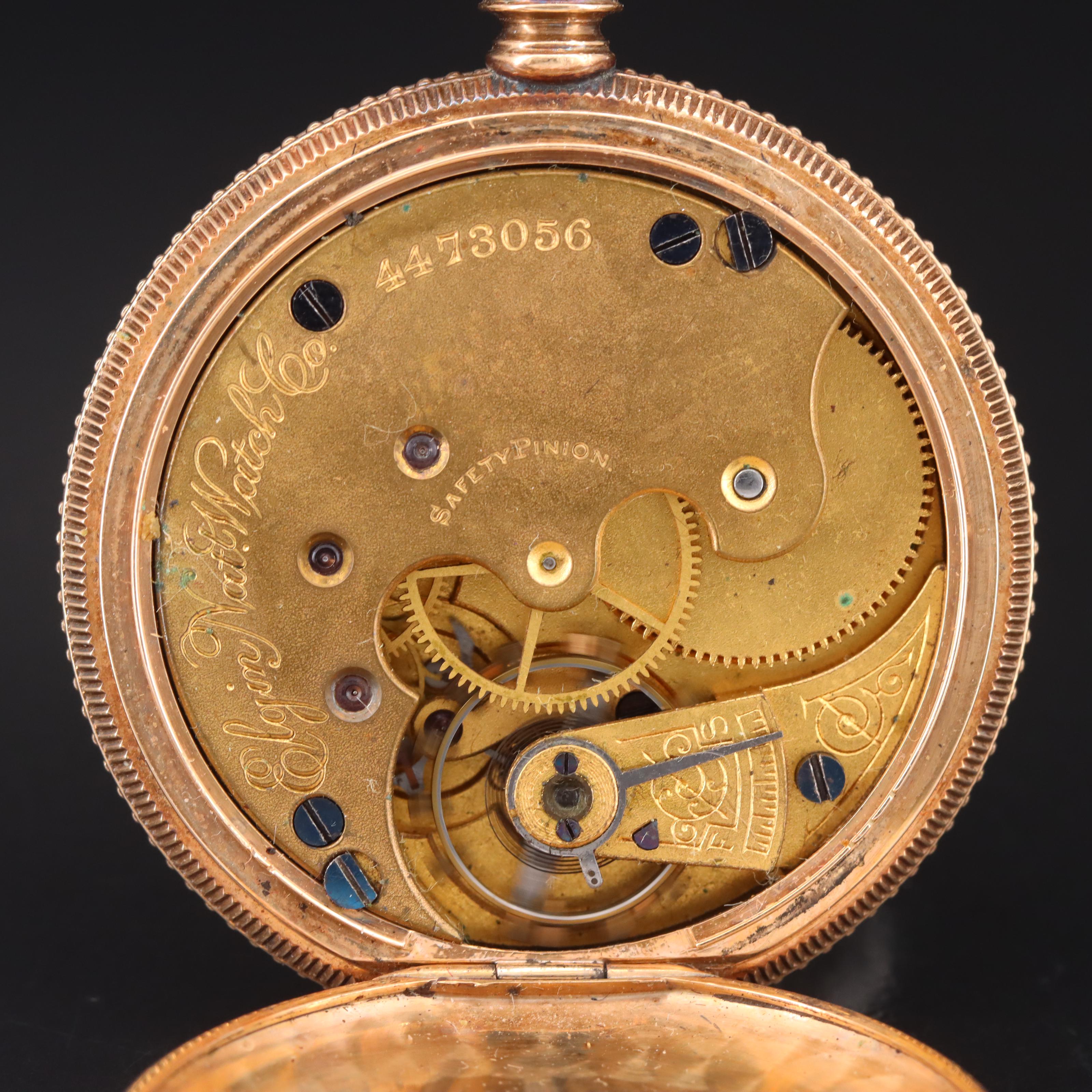 14K Elgin Ornate Hunting Case Pocket Watch | EBTH