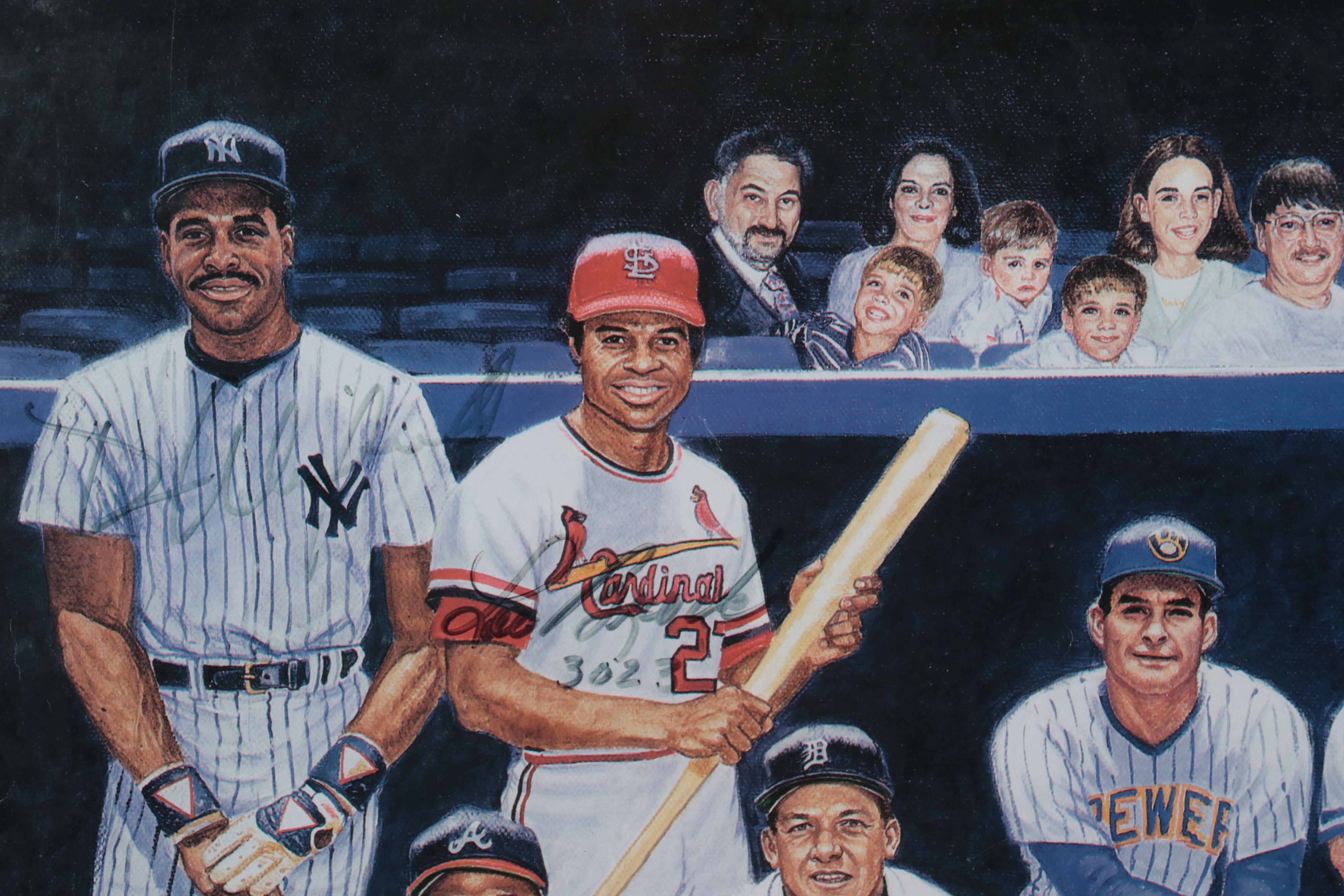 "The 3000 Hit Club" Signed Giclée, Hank Aaron, Wade Boggs, Willie Mays ...
