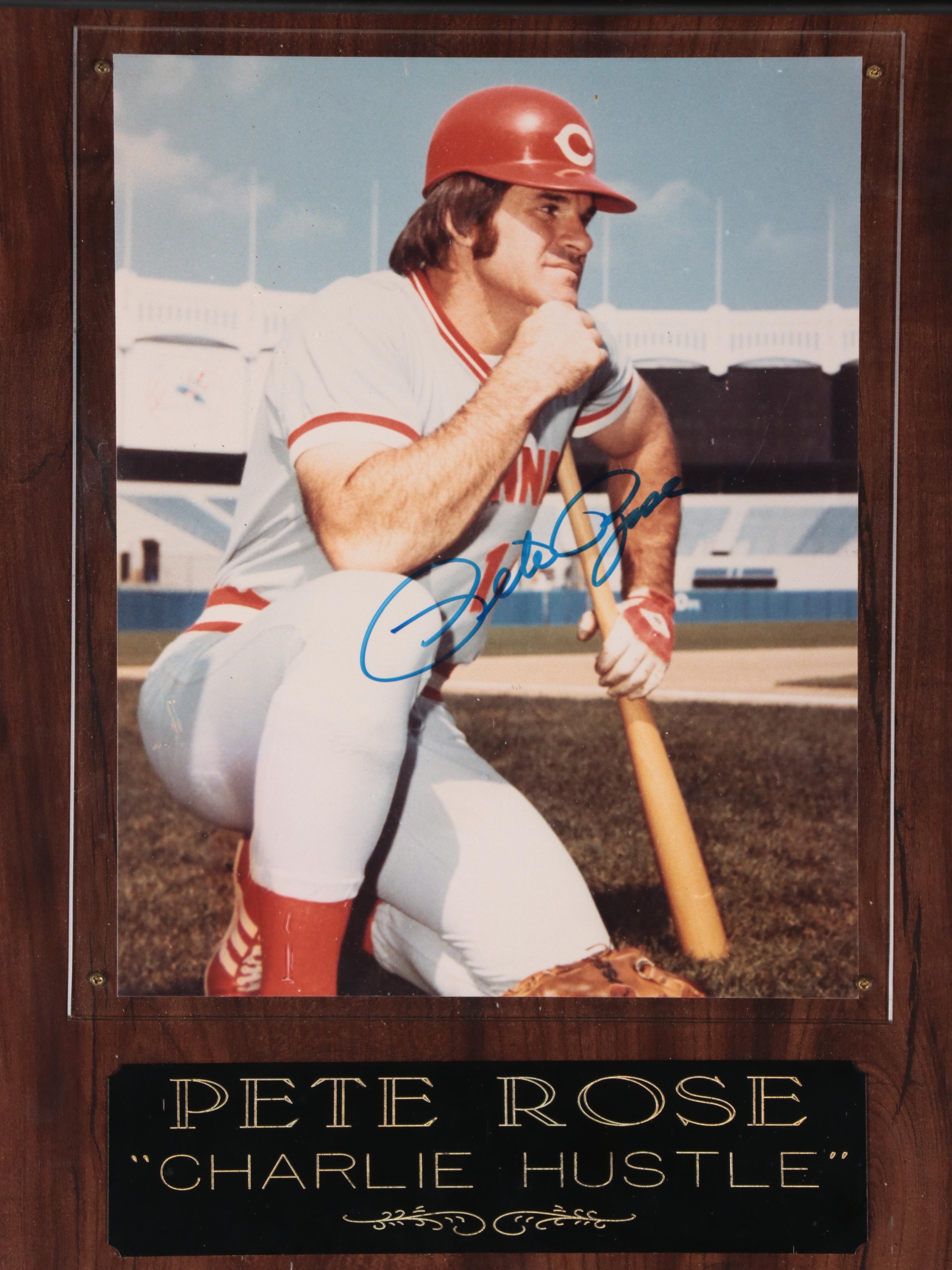 Pete Rose Signed "Charlie Hustle" Display, Cincinnati Reds, MVP | EBTH