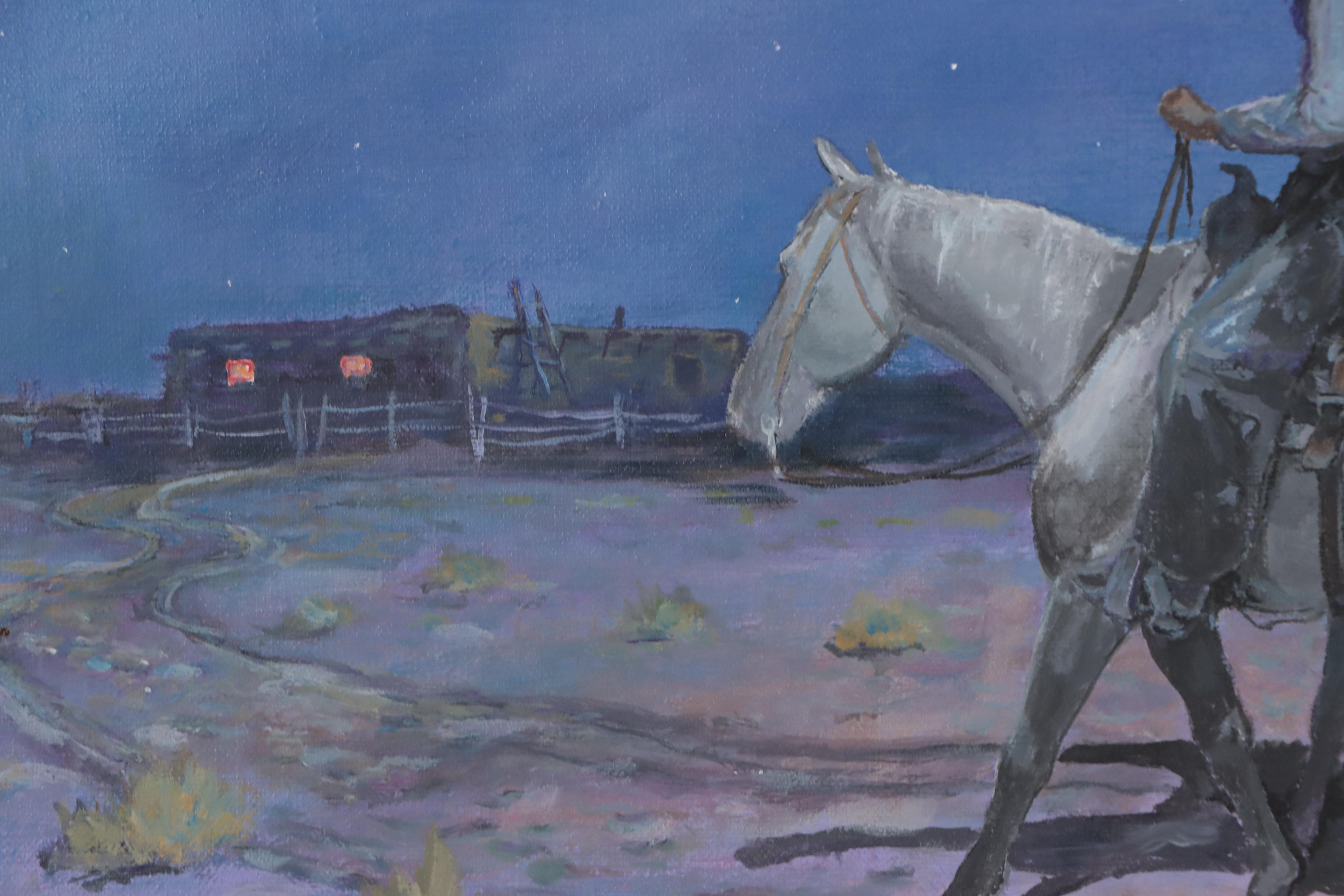 William T. Zivic Oil Painting of "Cowboy Rider at Twilight," 1970 | EBTH