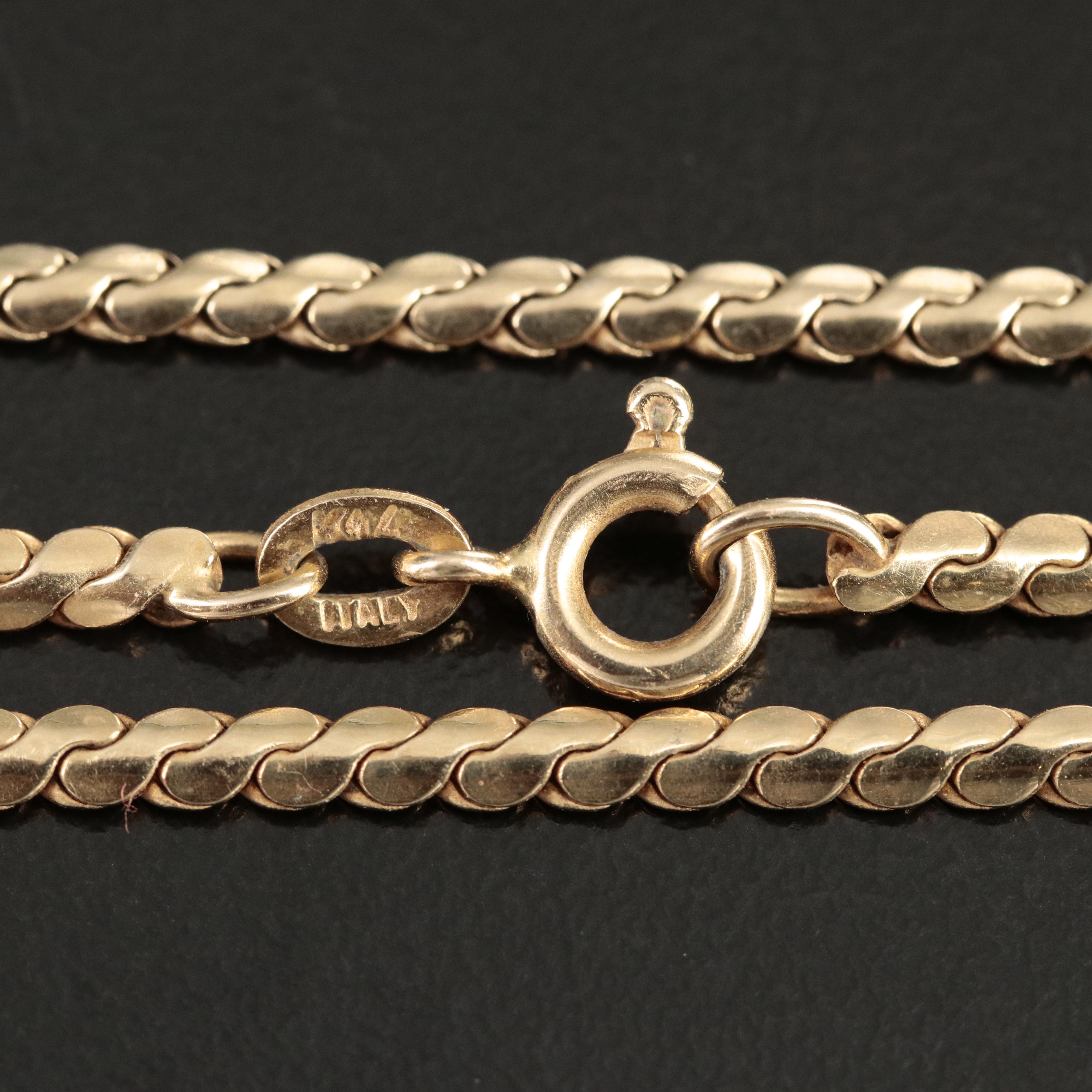 Italian 14K Serpentine Chain Necklace | EBTH
