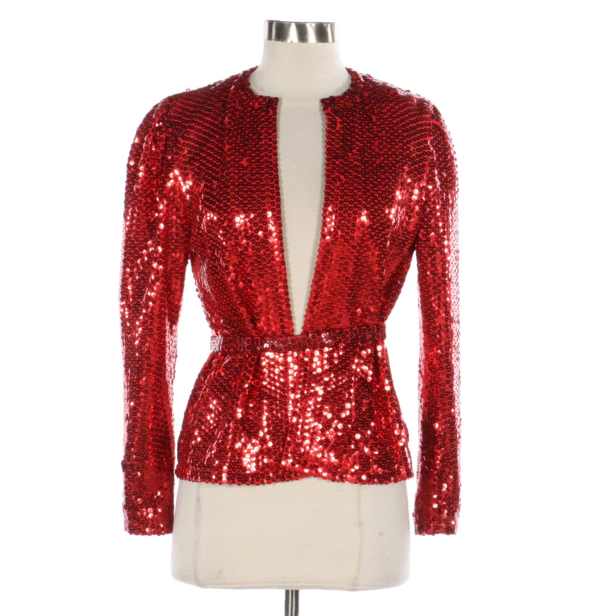 Sequined Open Front Jacket and Belt | EBTH