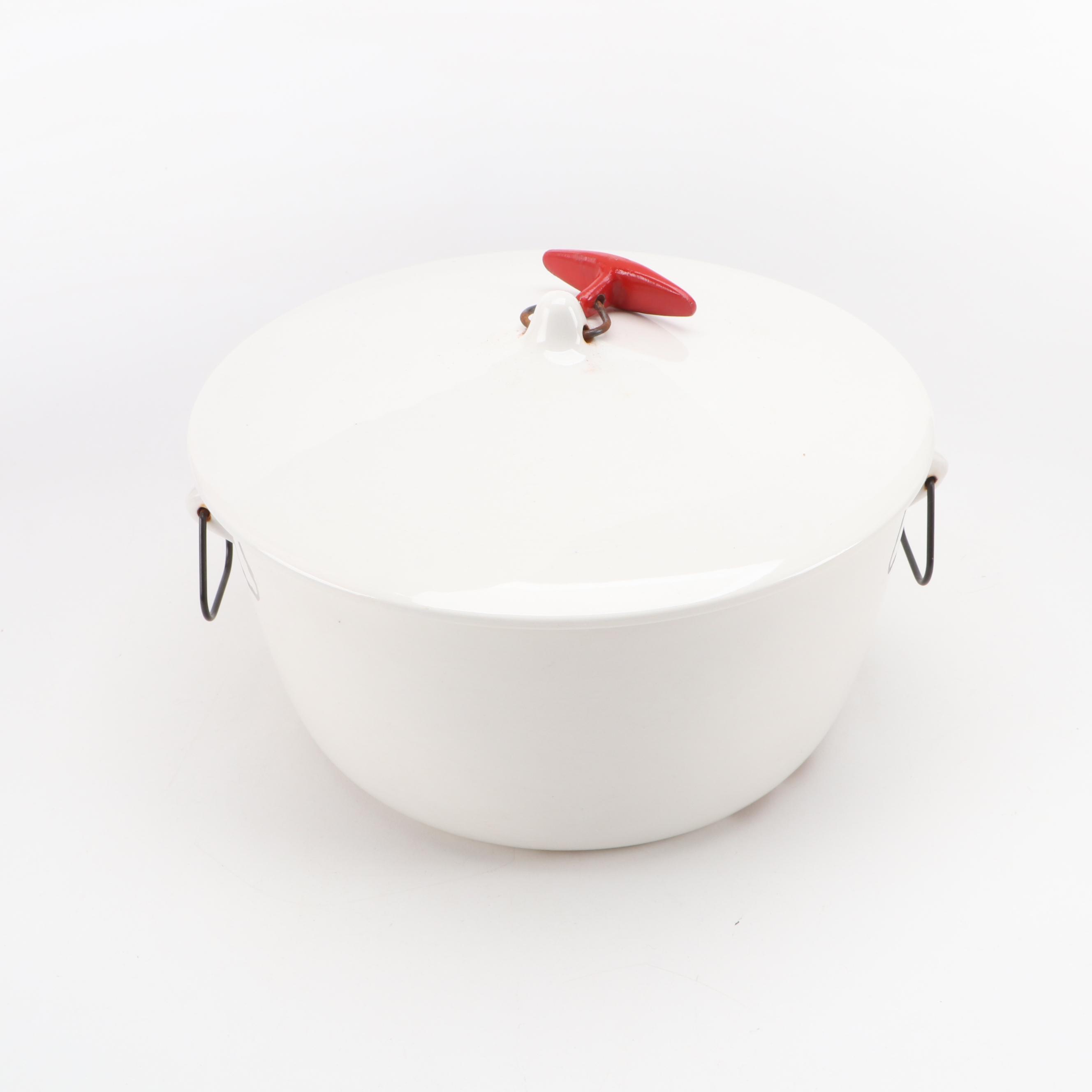 Schmid Blue Spongeware Ceramic Dinnerware and Ironstone Dutch Oven | EBTH