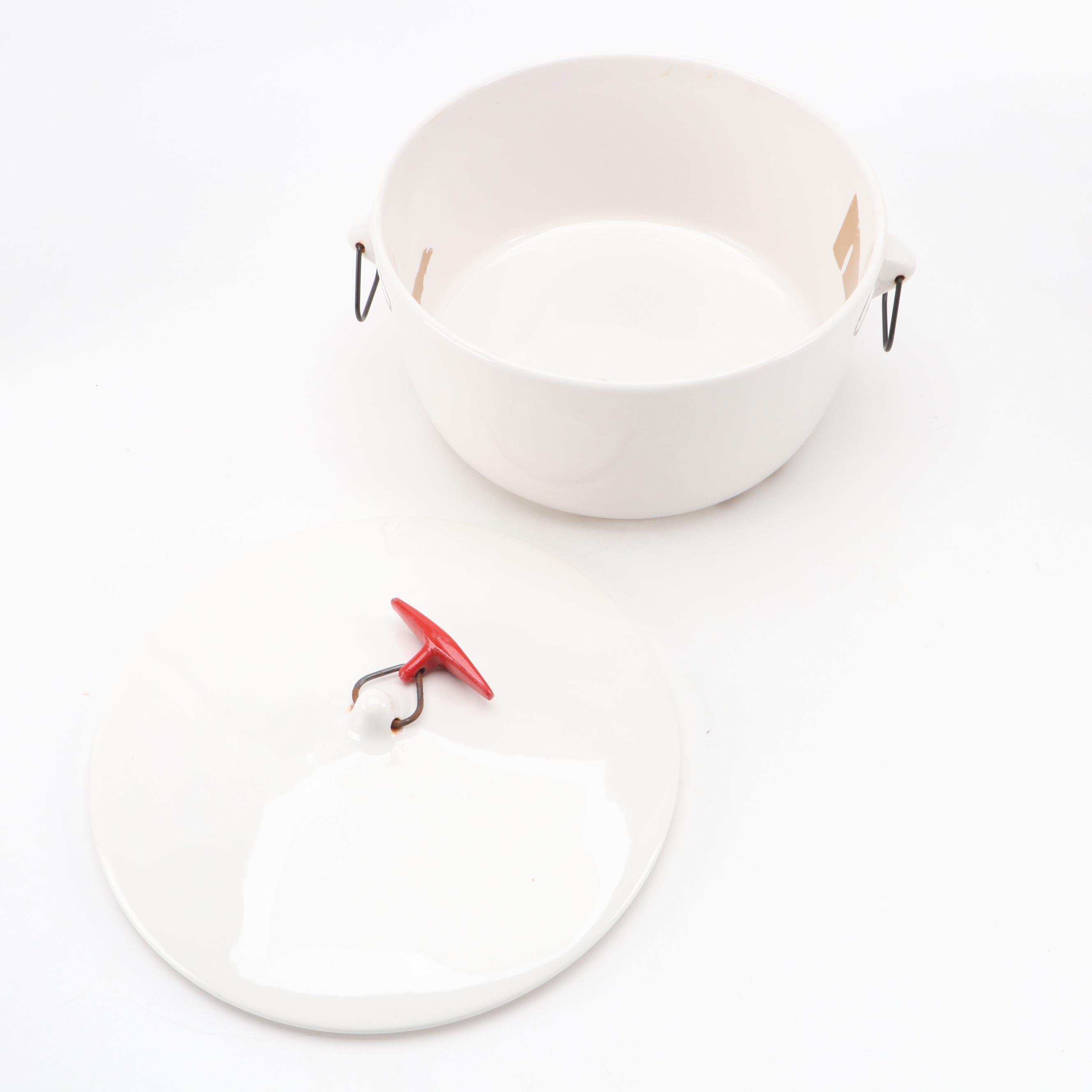 Schmid Blue Spongeware Ceramic Dinnerware and Ironstone Dutch Oven | EBTH