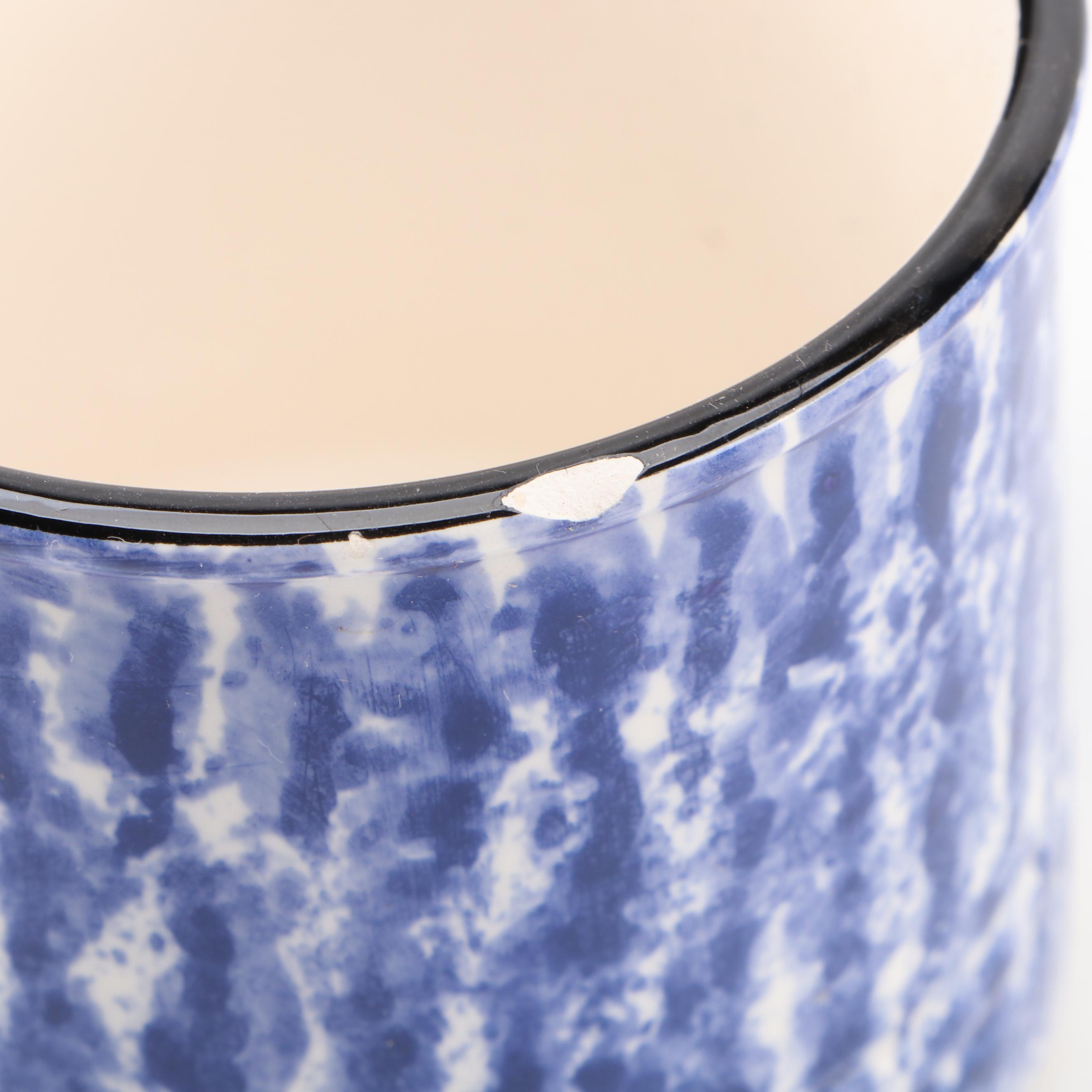 Schmid Blue Spongeware Ceramic Dinnerware and Ironstone Dutch Oven | EBTH