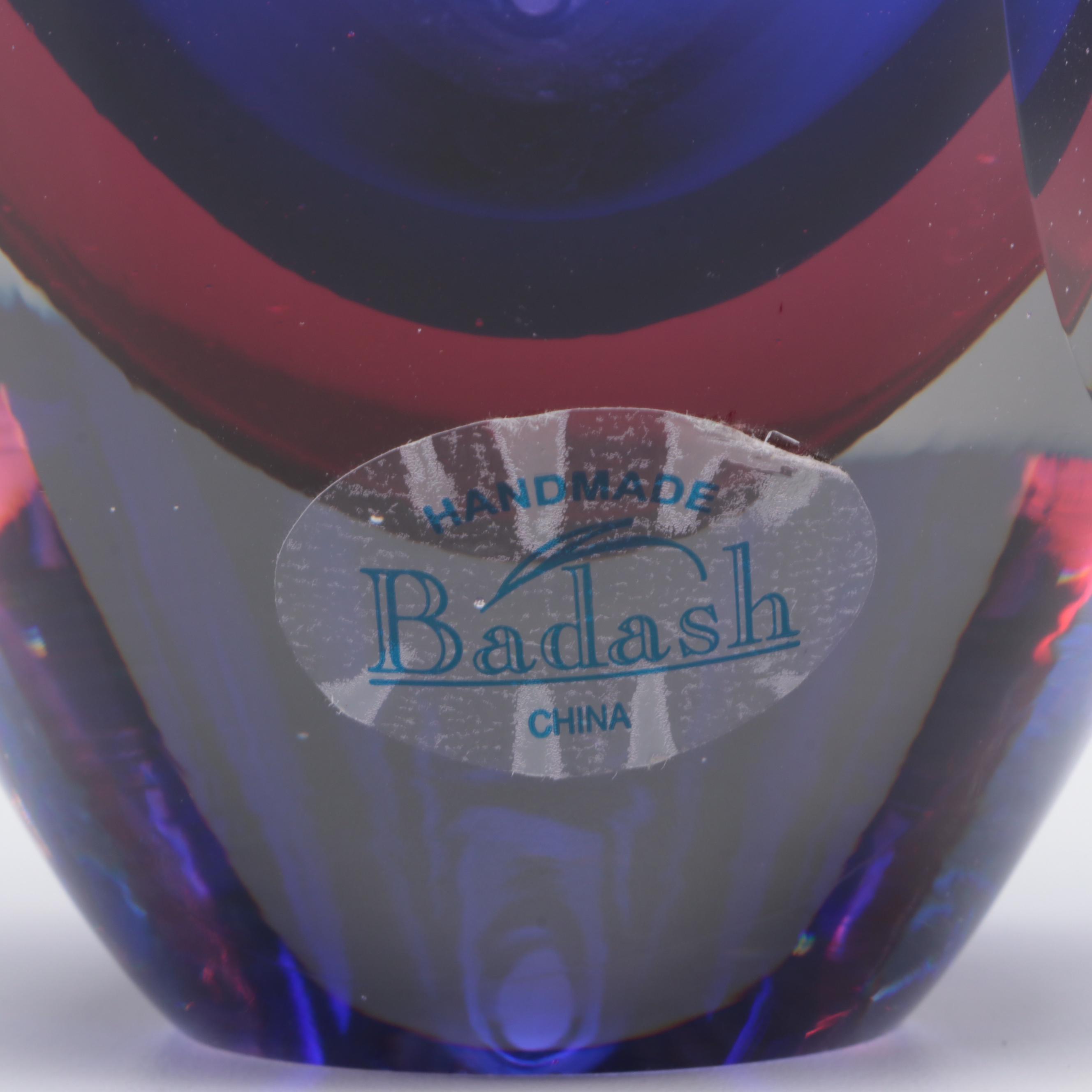 Badash Crystal Sommerso Vase with Pair of Polish Blown Glass Vases | EBTH