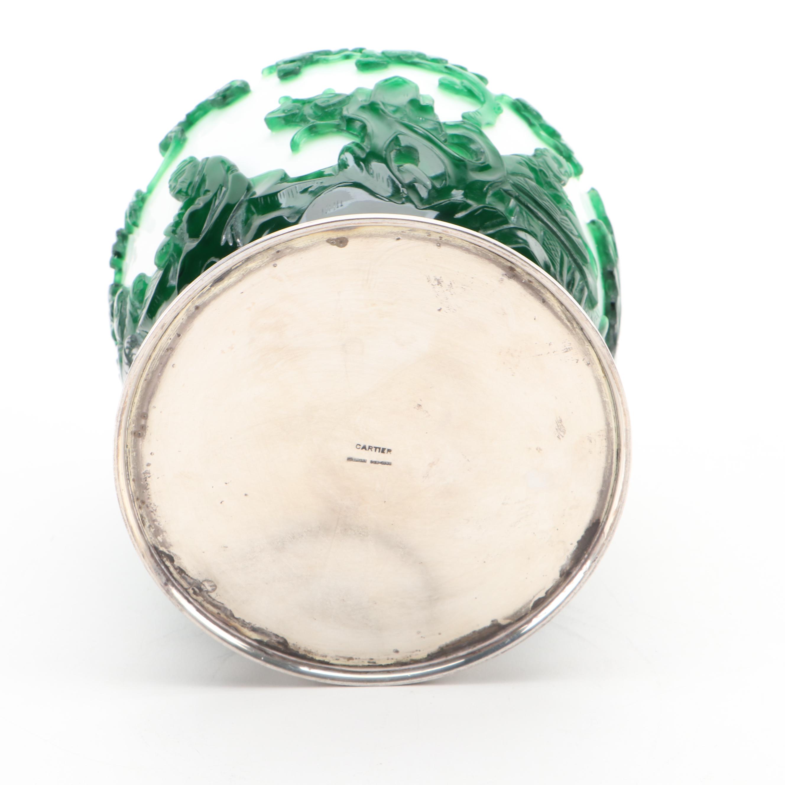 Cartier Sterling Silver Mounted Peking Glass Jar, Early to Mid 20th ...