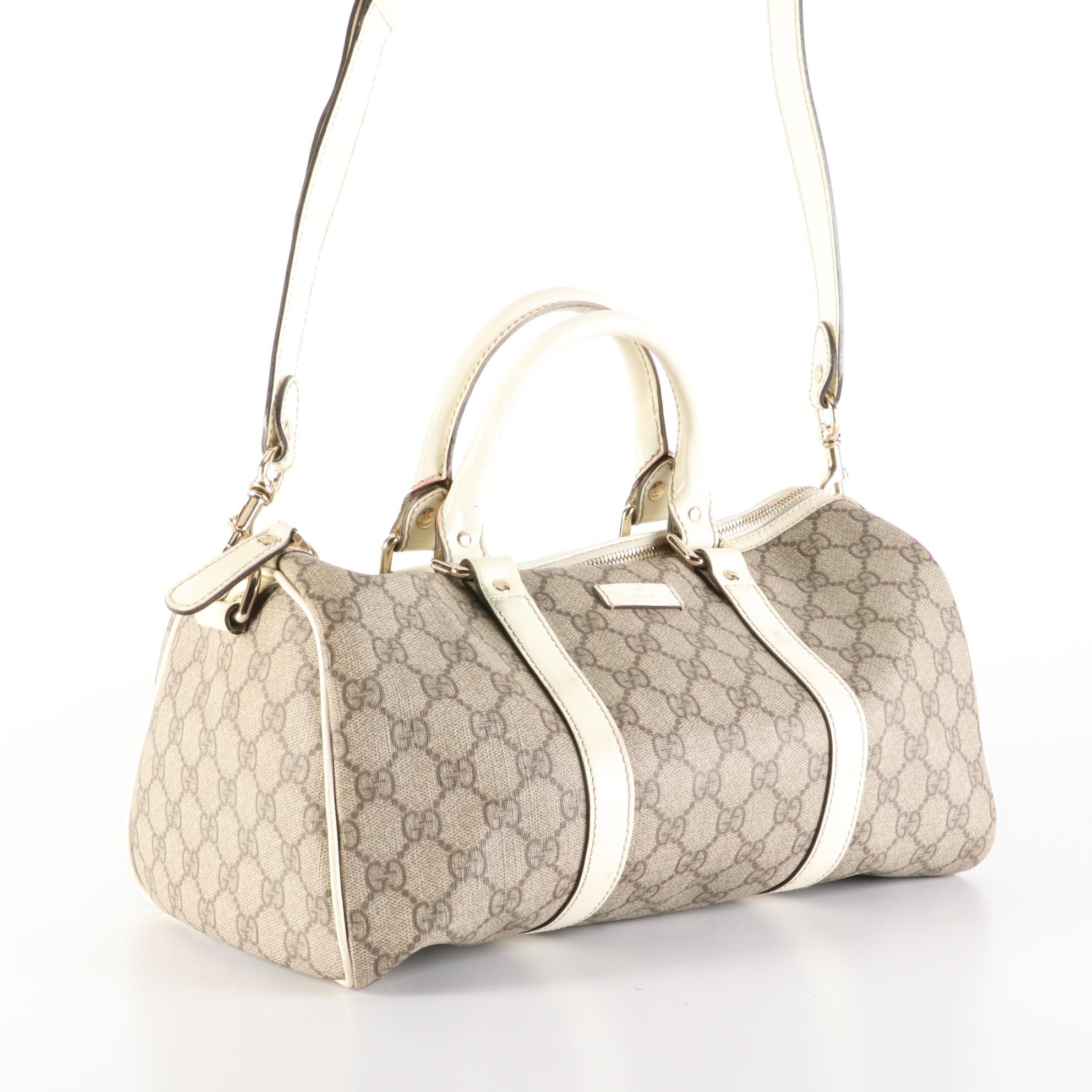 Gucci Two-Way Boston Bag in GG Coated Canvas and Patent Leather Trim | EBTH