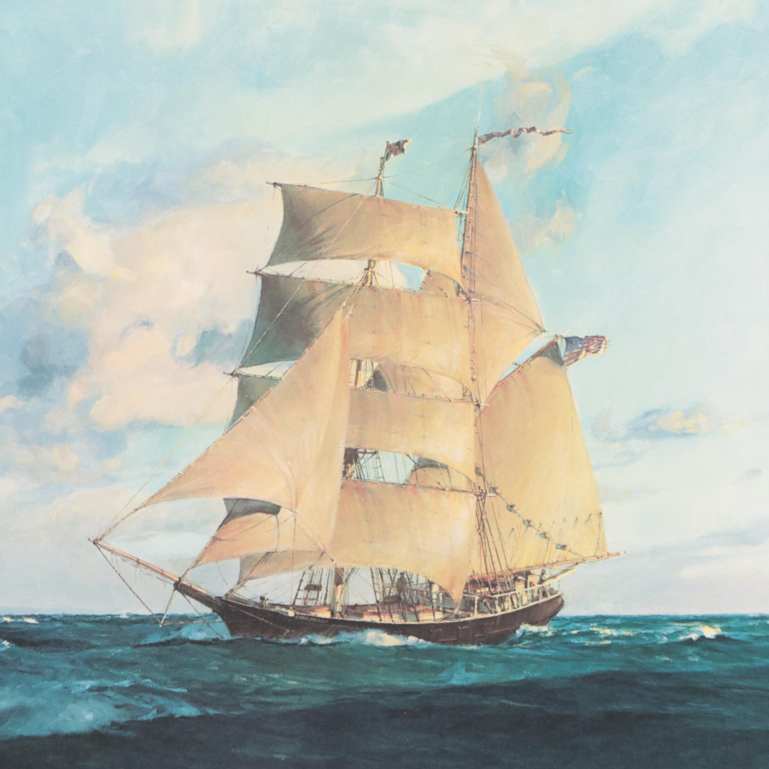 Christopher Blossom Offset Lithograph of Nautical Scene With Ship | EBTH