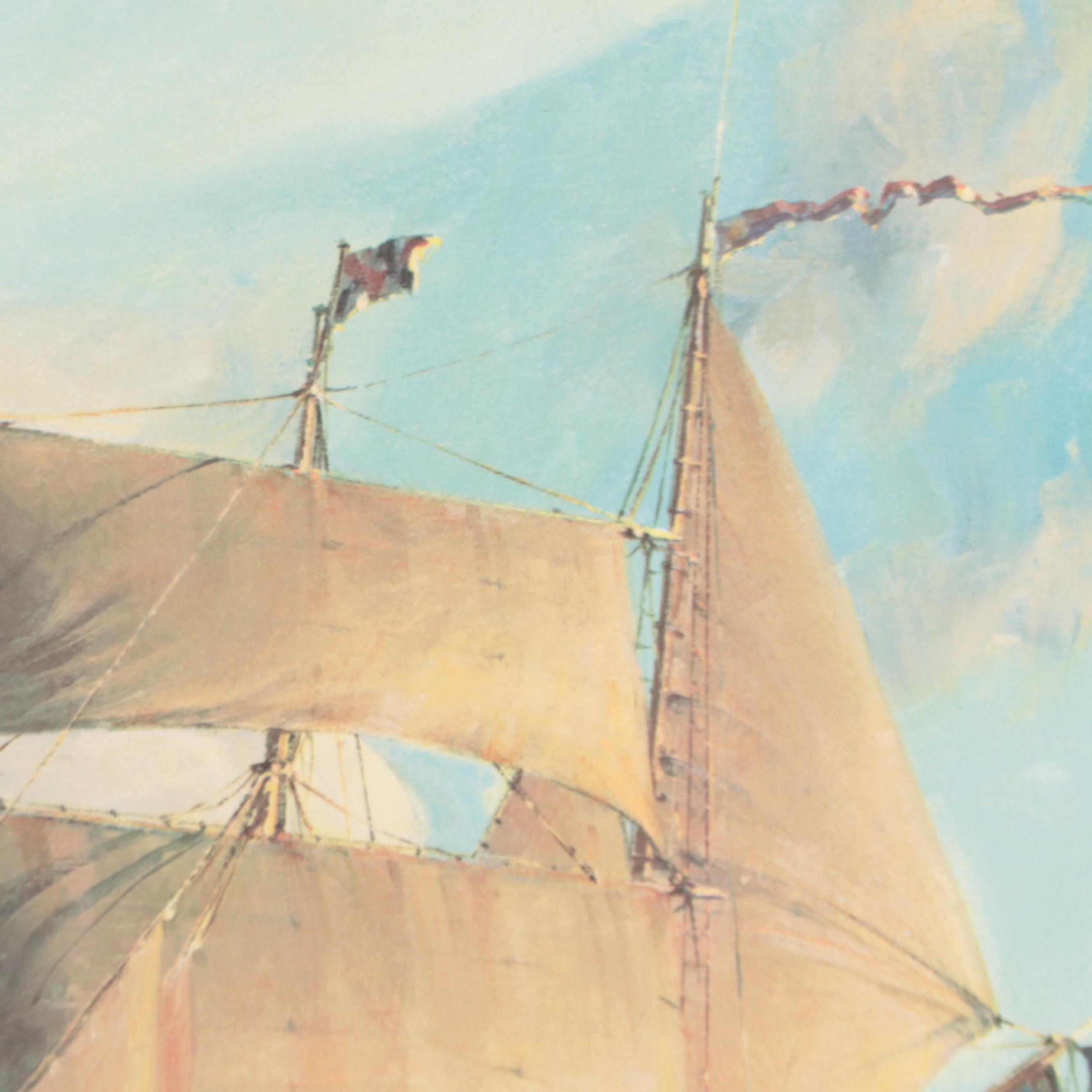 Christopher Blossom Offset Lithograph of Nautical Scene With Ship | EBTH