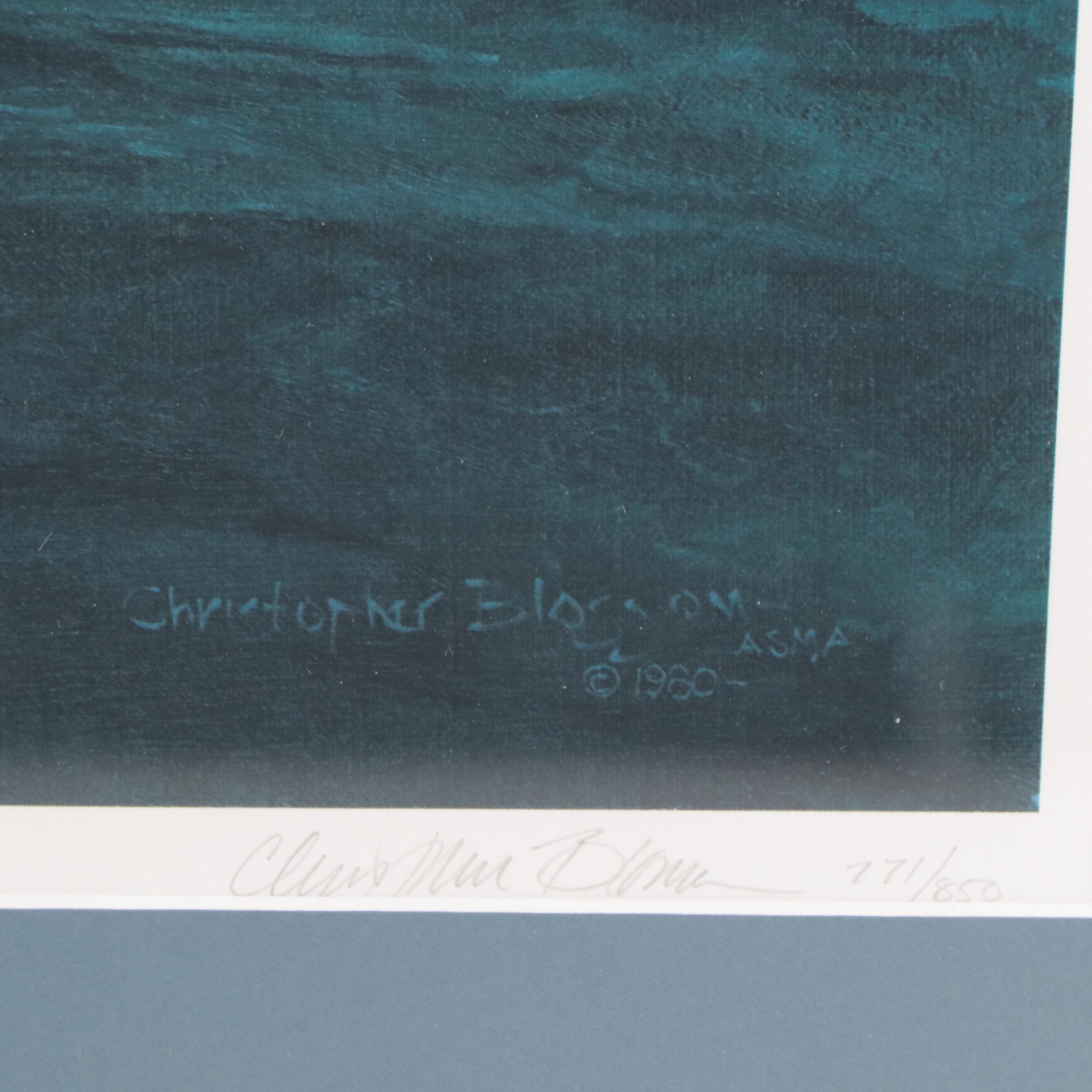 Christopher Blossom Offset Lithograph of Nautical Scene With Ship | EBTH