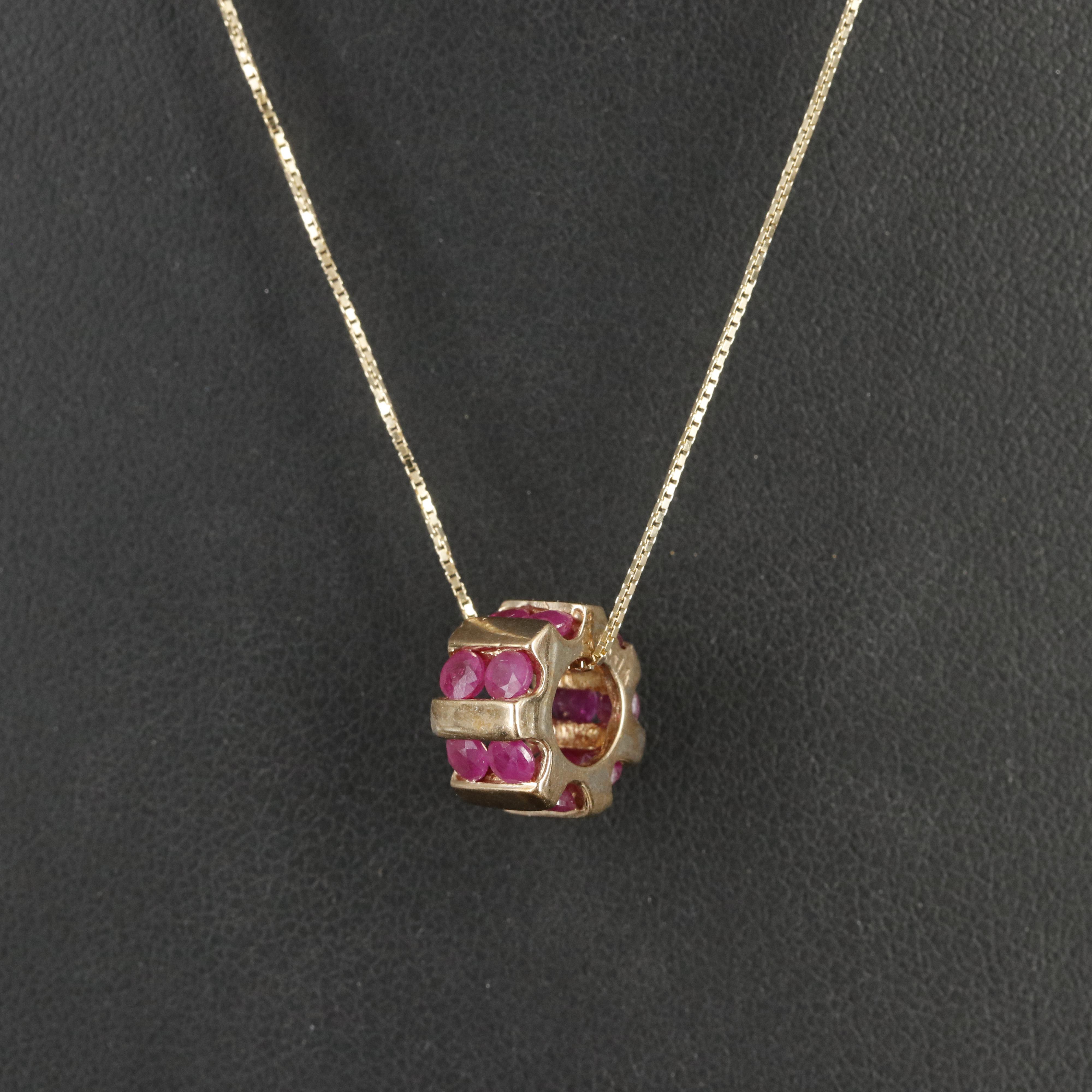 9K Circular Ruby Pendant with 18K Box Chain | EBTH