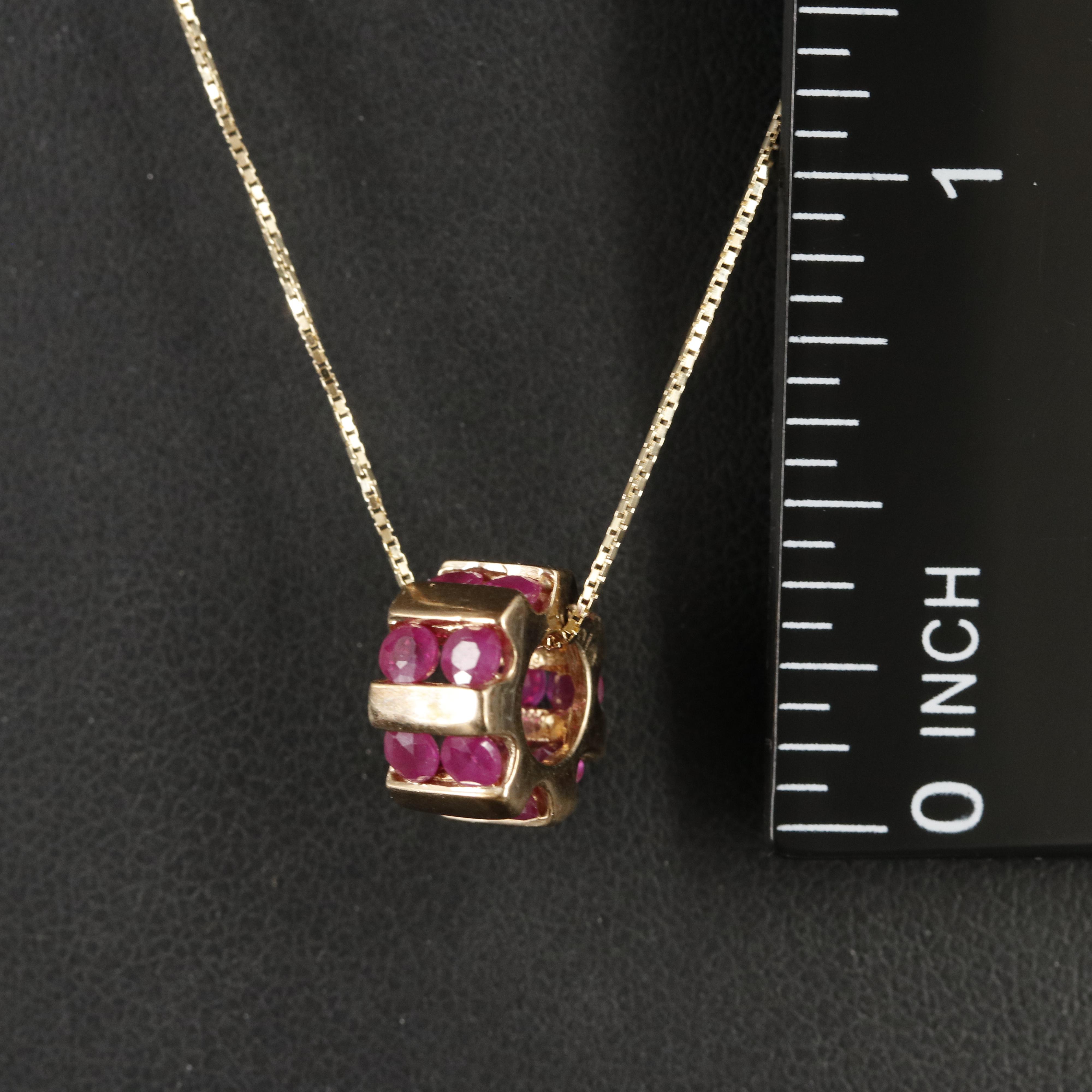 9K Circular Ruby Pendant with 18K Box Chain | EBTH