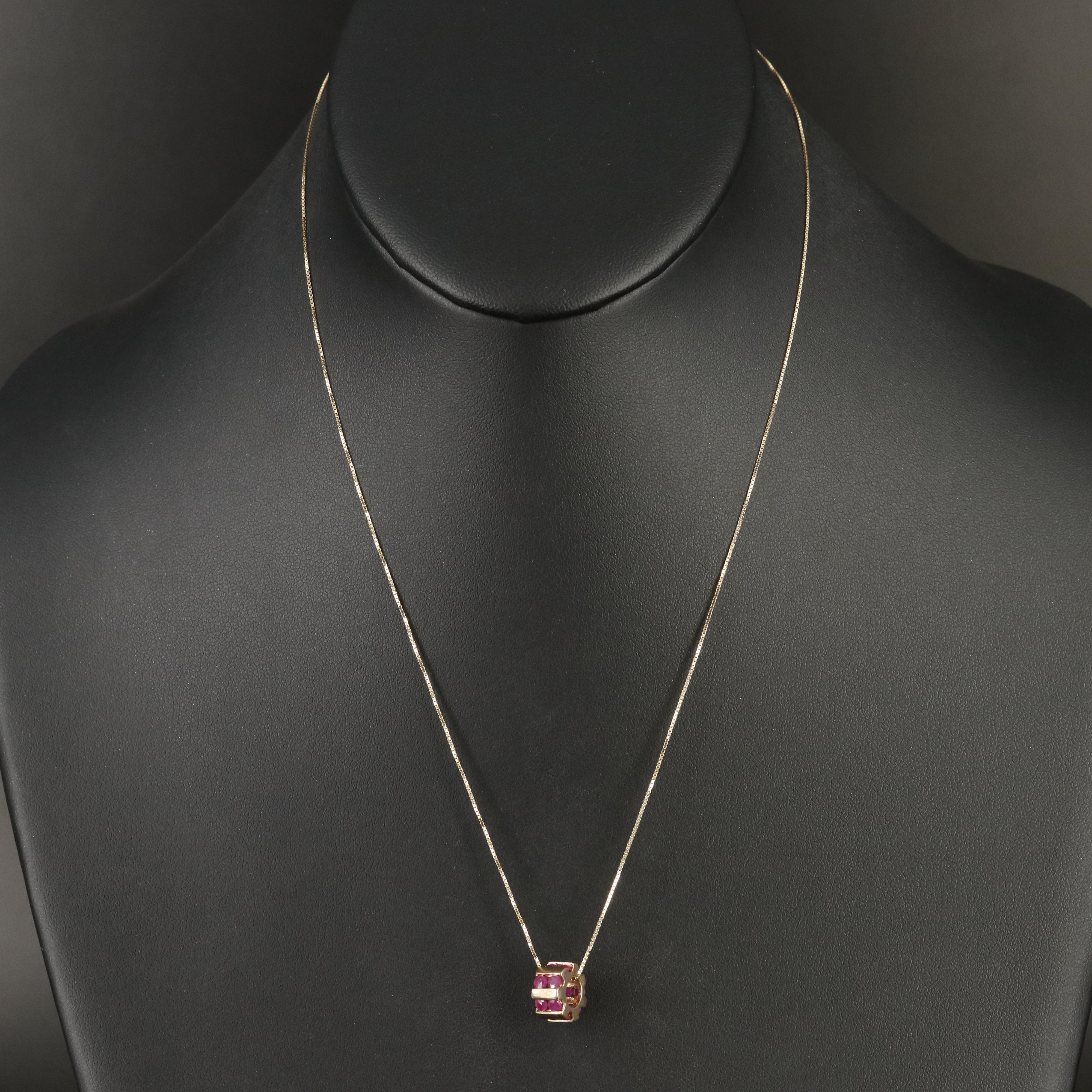9K Circular Ruby Pendant with 18K Box Chain | EBTH