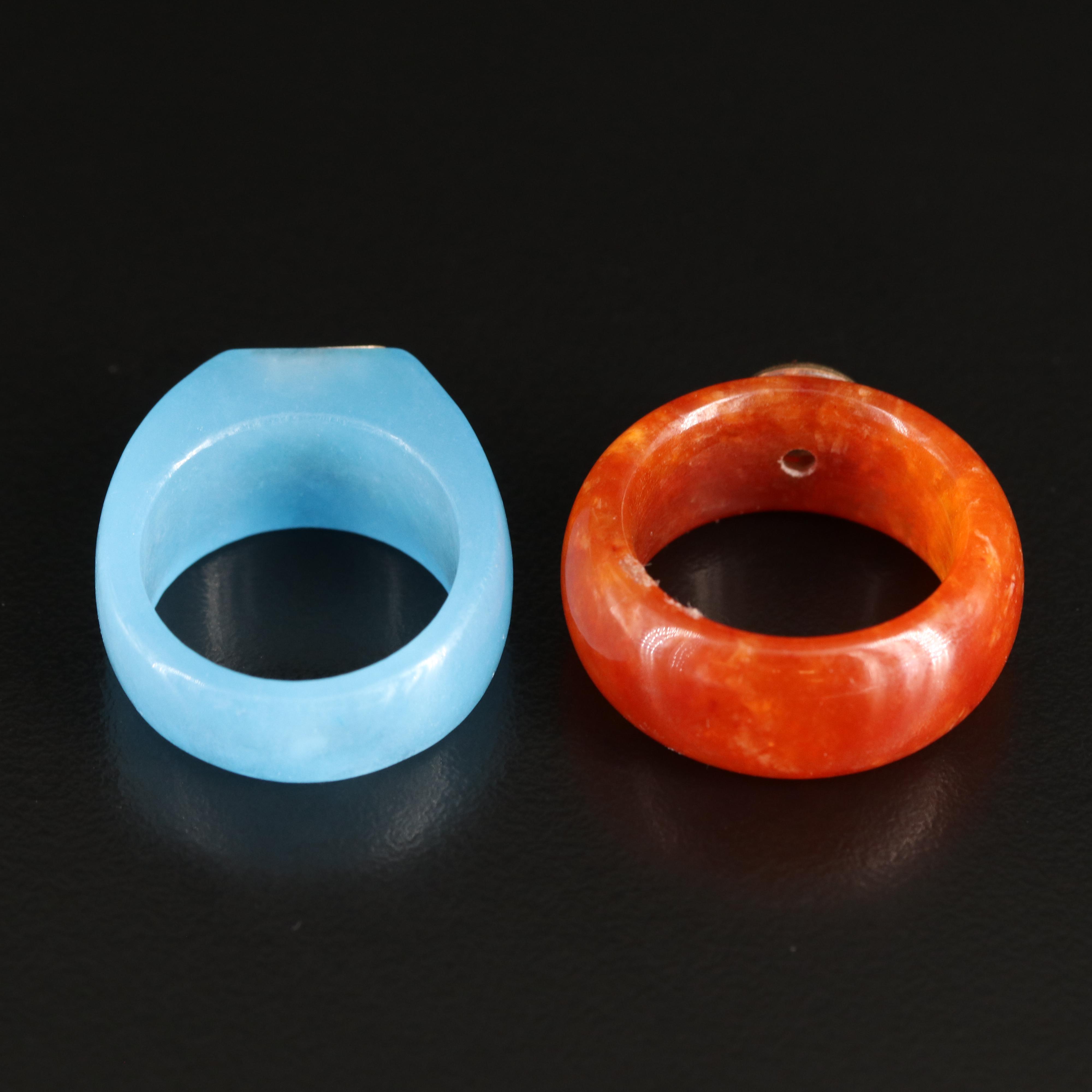 14K Jadeite Hololith Rings with Citrine and Topaz | EBTH