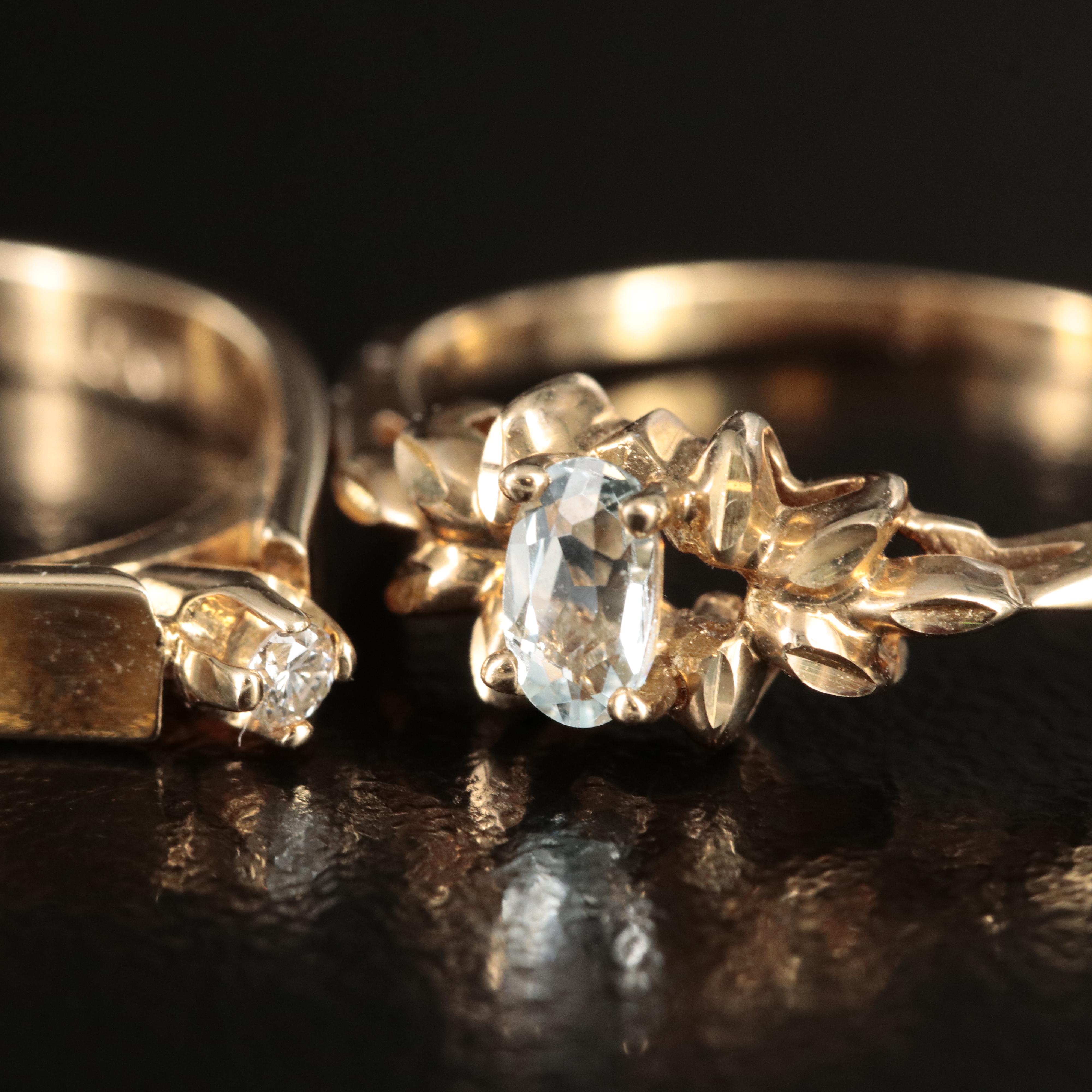 10K Rings Including Aquamarine and Diamond | EBTH