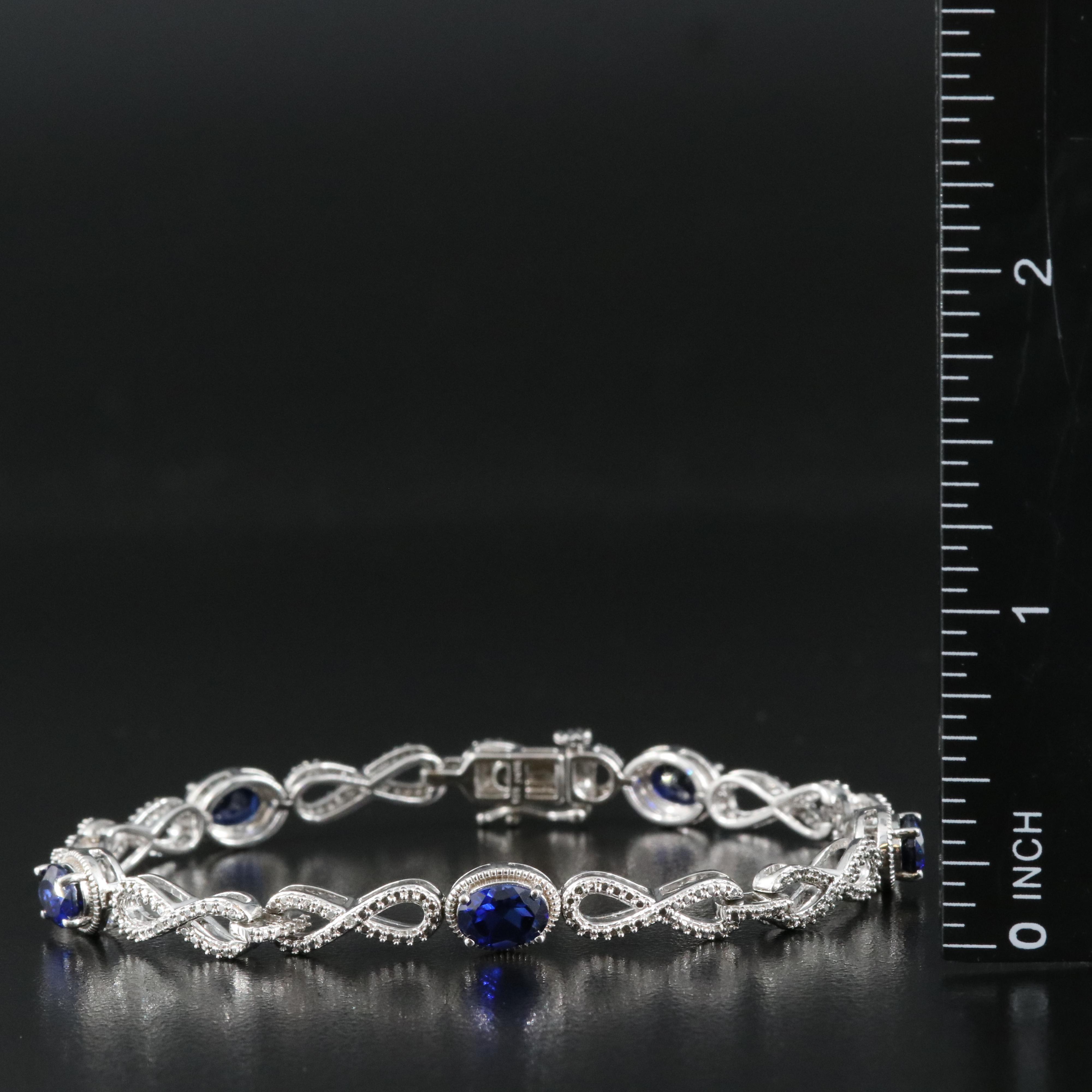 Sterling Sapphire and Diamond Infinity Link Bracelet | EBTH