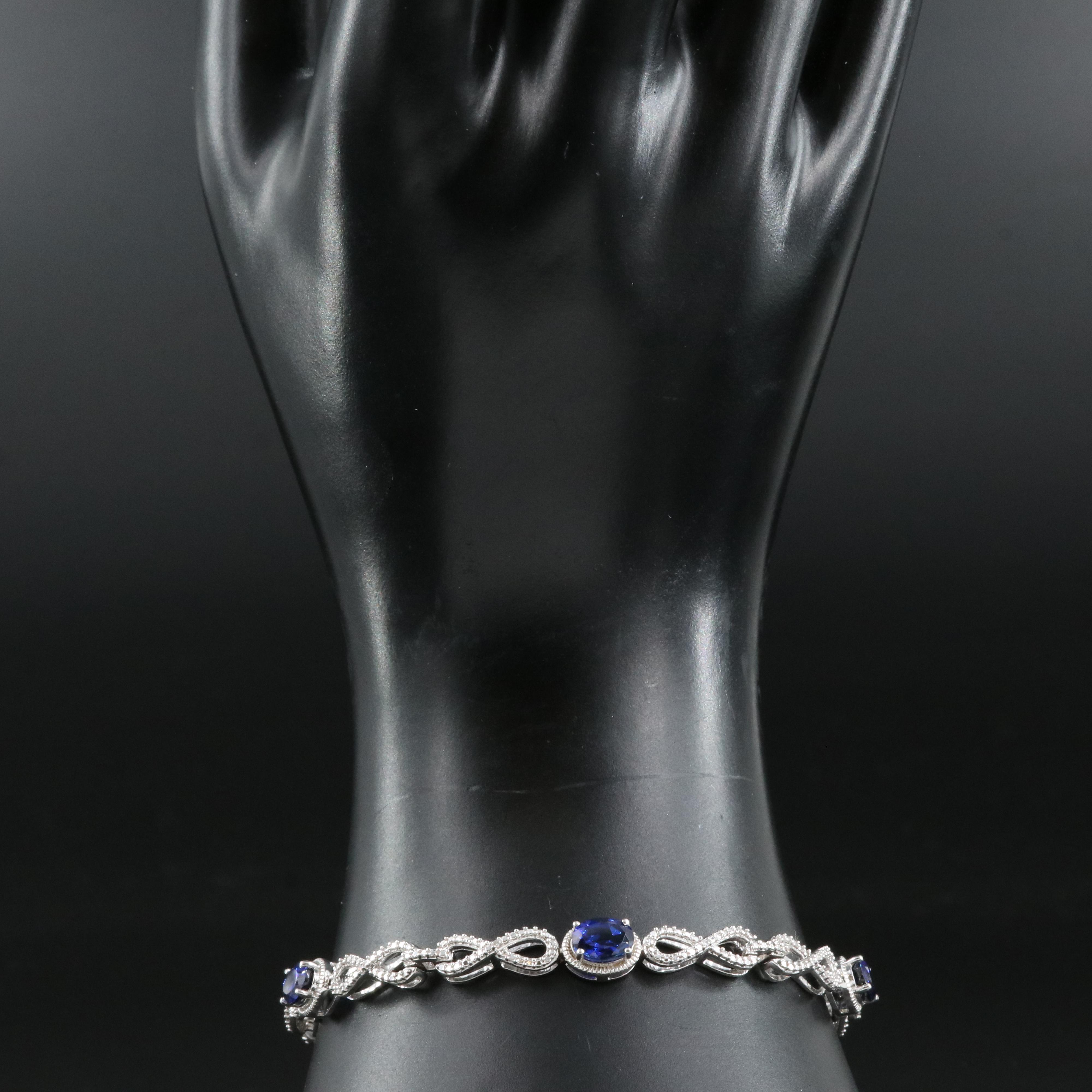 Sterling Sapphire and Diamond Infinity Link Bracelet | EBTH