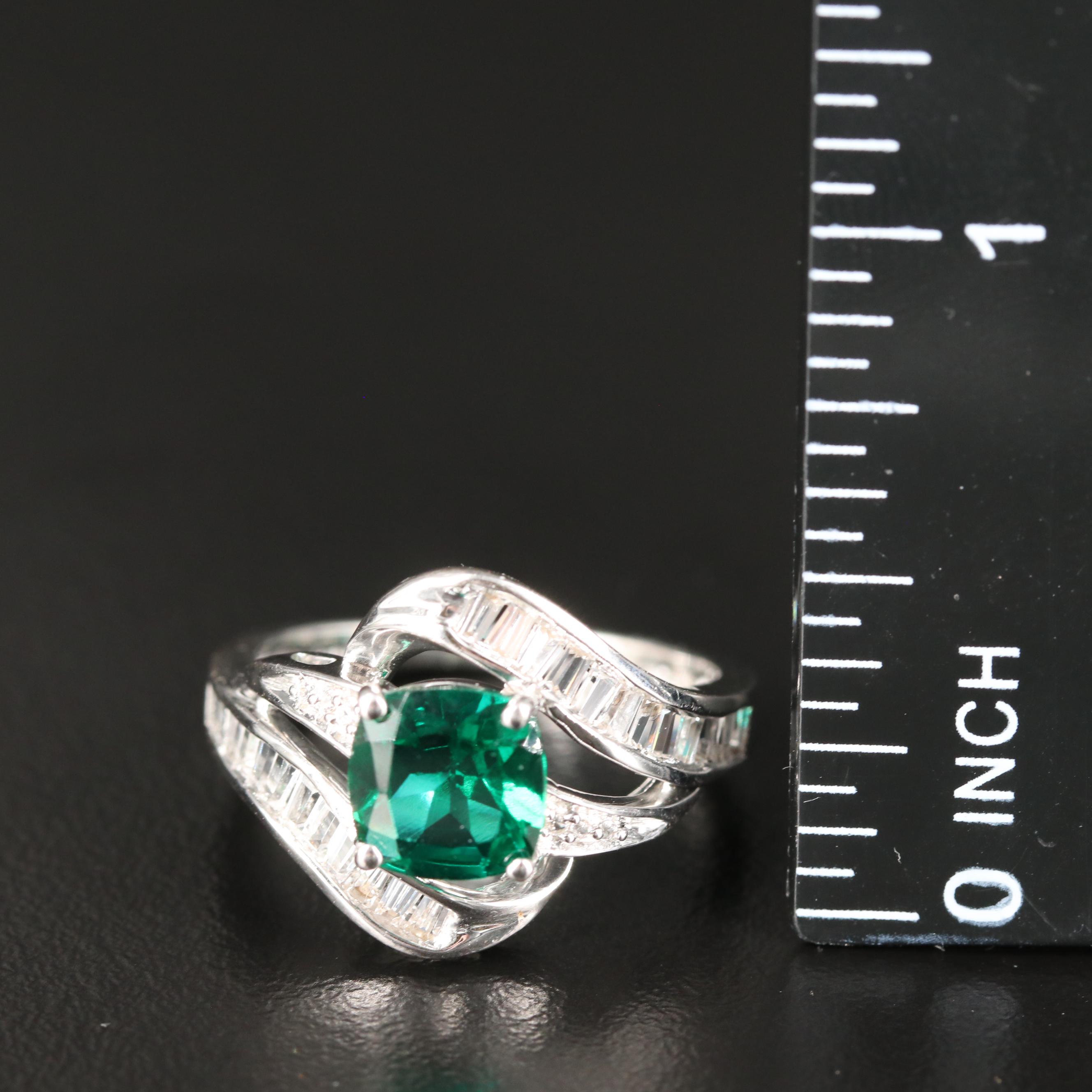 Sterling Emerald and Sapphire Ring | EBTH