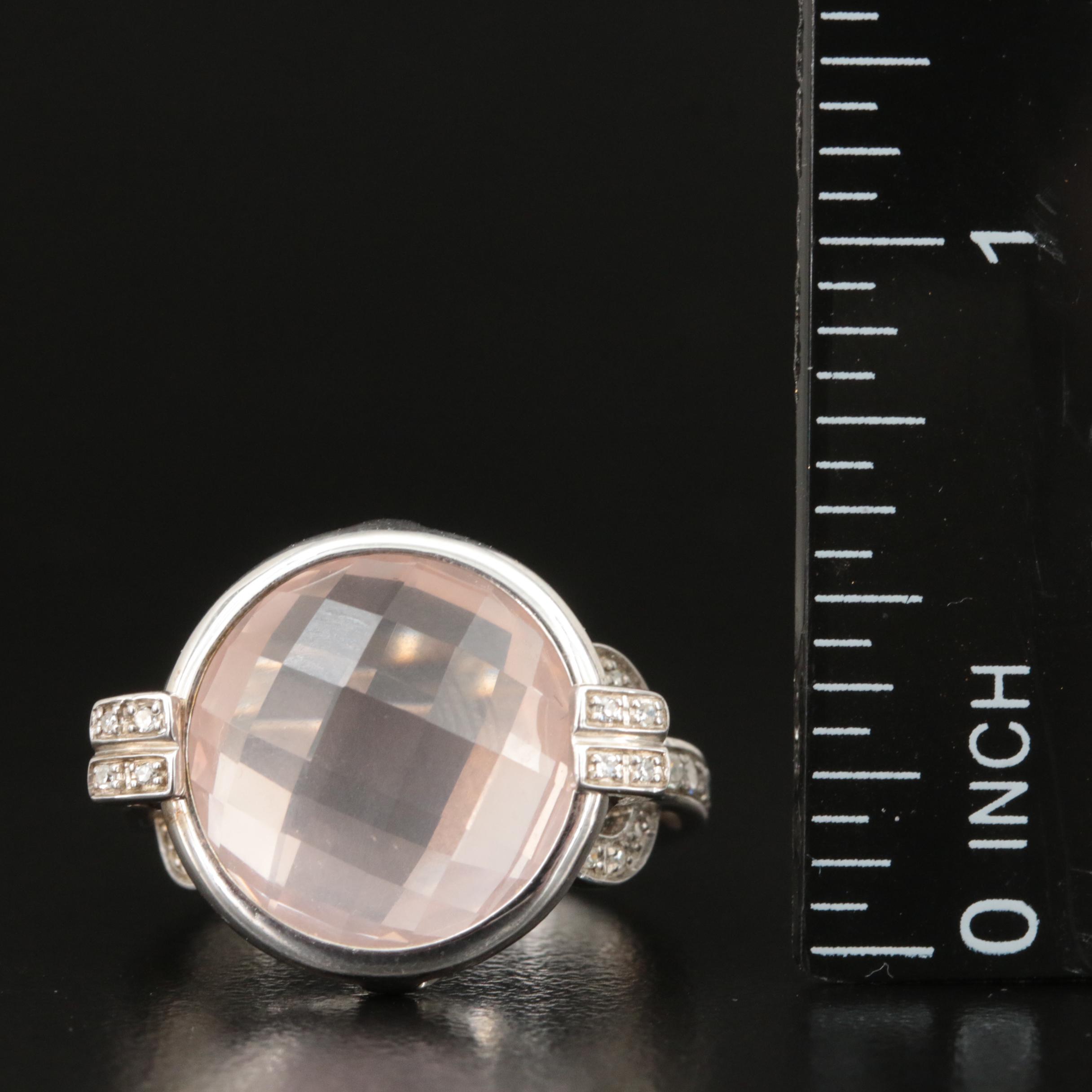 Sterling Rose Quartz and Diamond Ring | EBTH