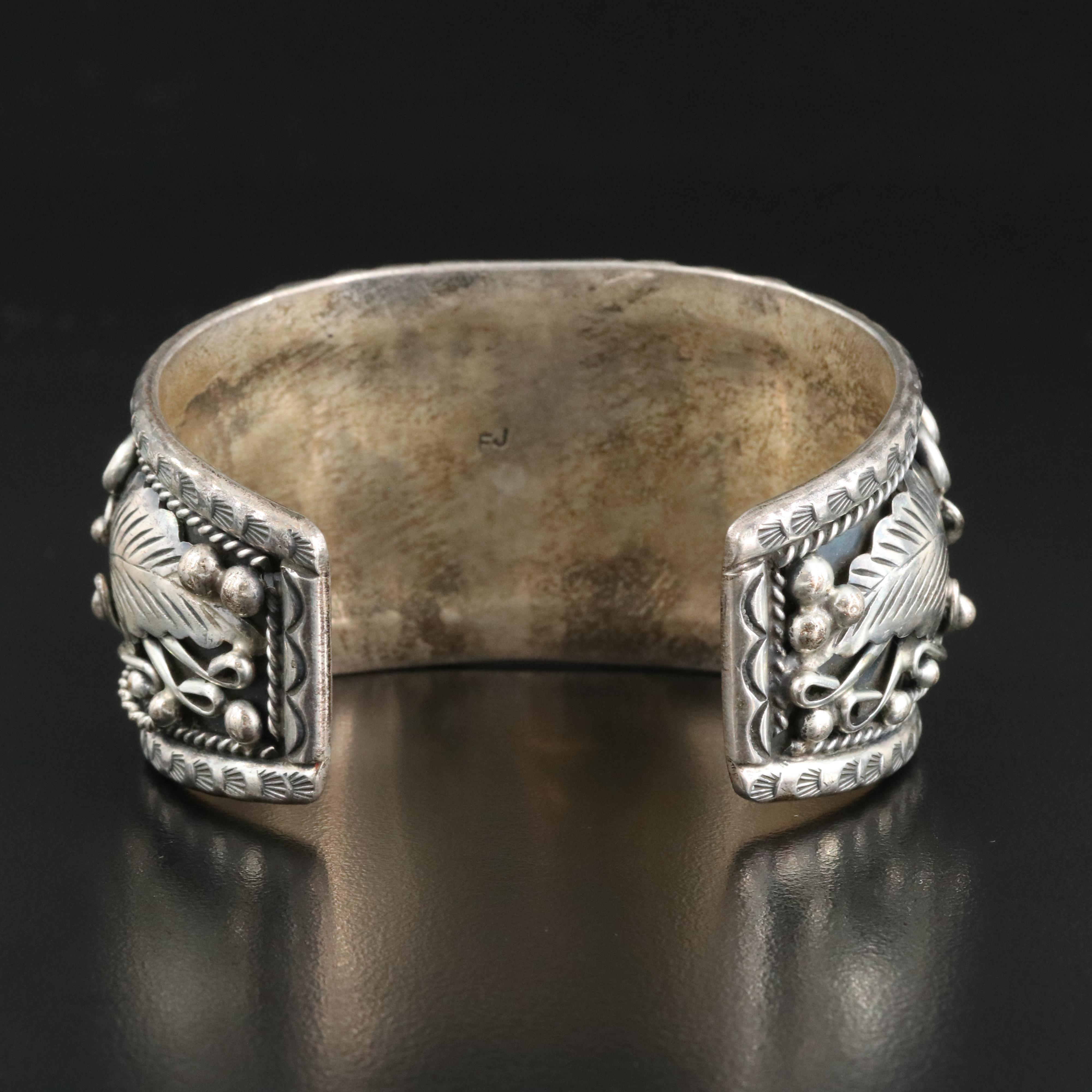Western Style Signed Sterling Floral Cuff | EBTH