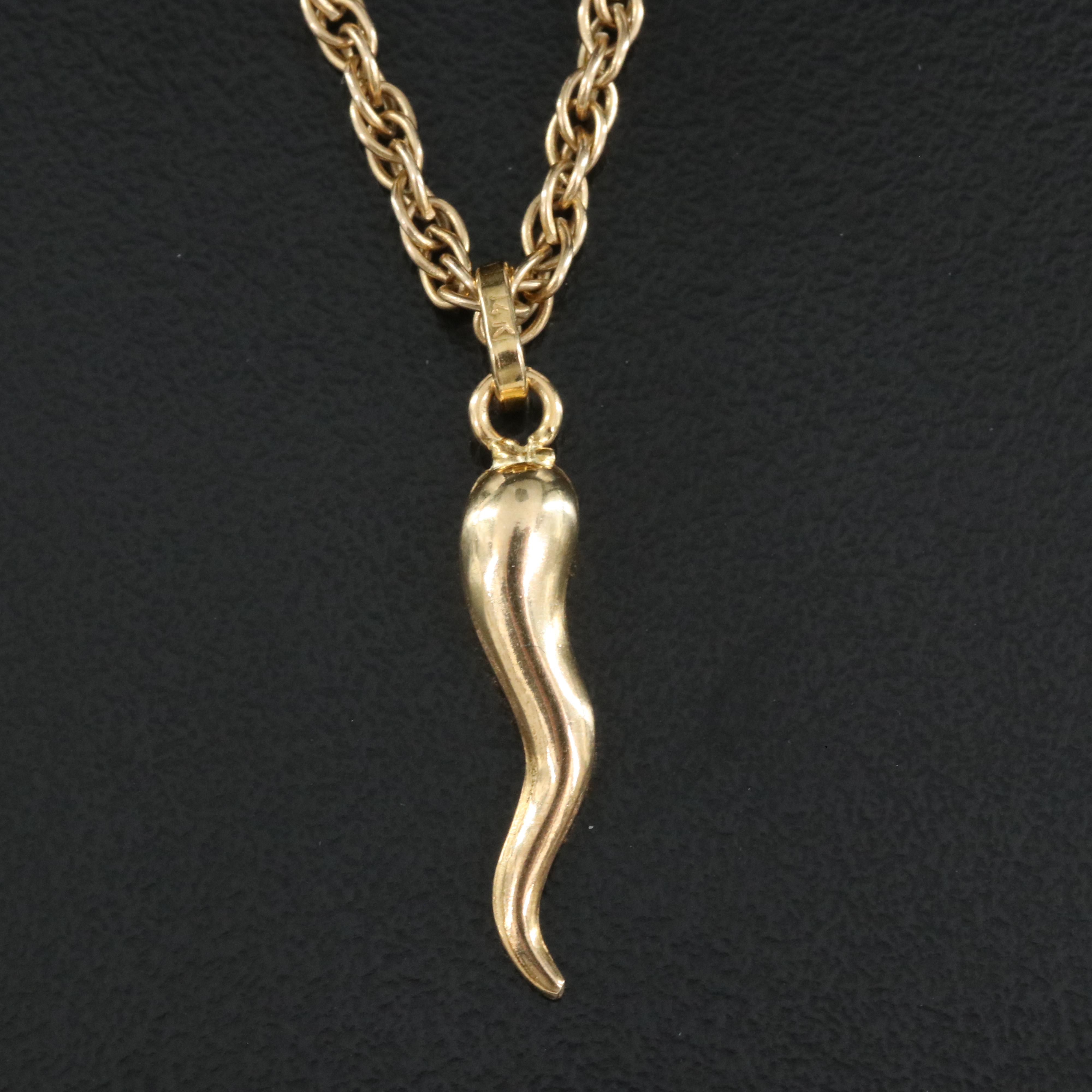 14K Cornicello Pendant Necklace | EBTH