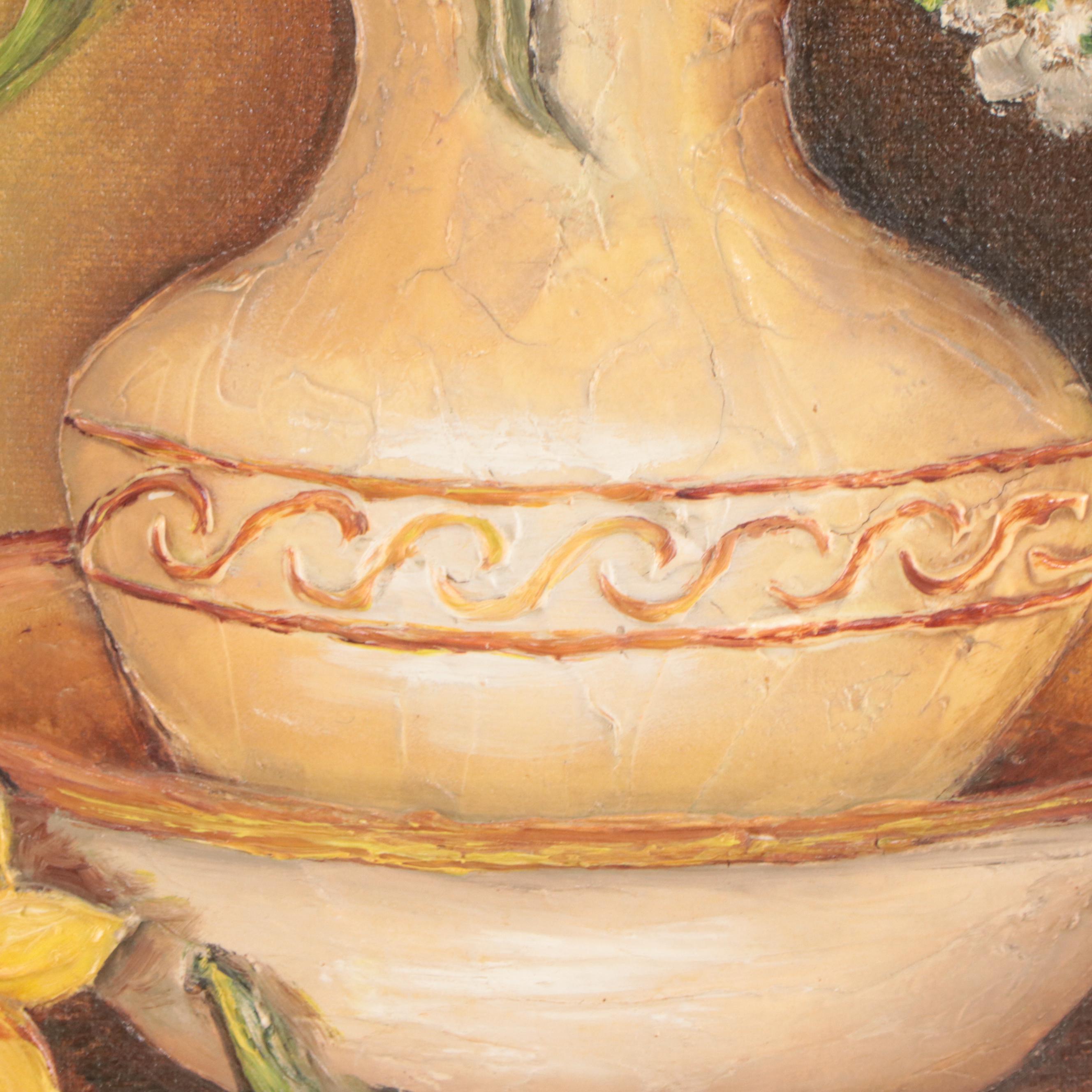 Kathy Dunn Mixed Media Painting of Still Life With Daffodils, Circa ...